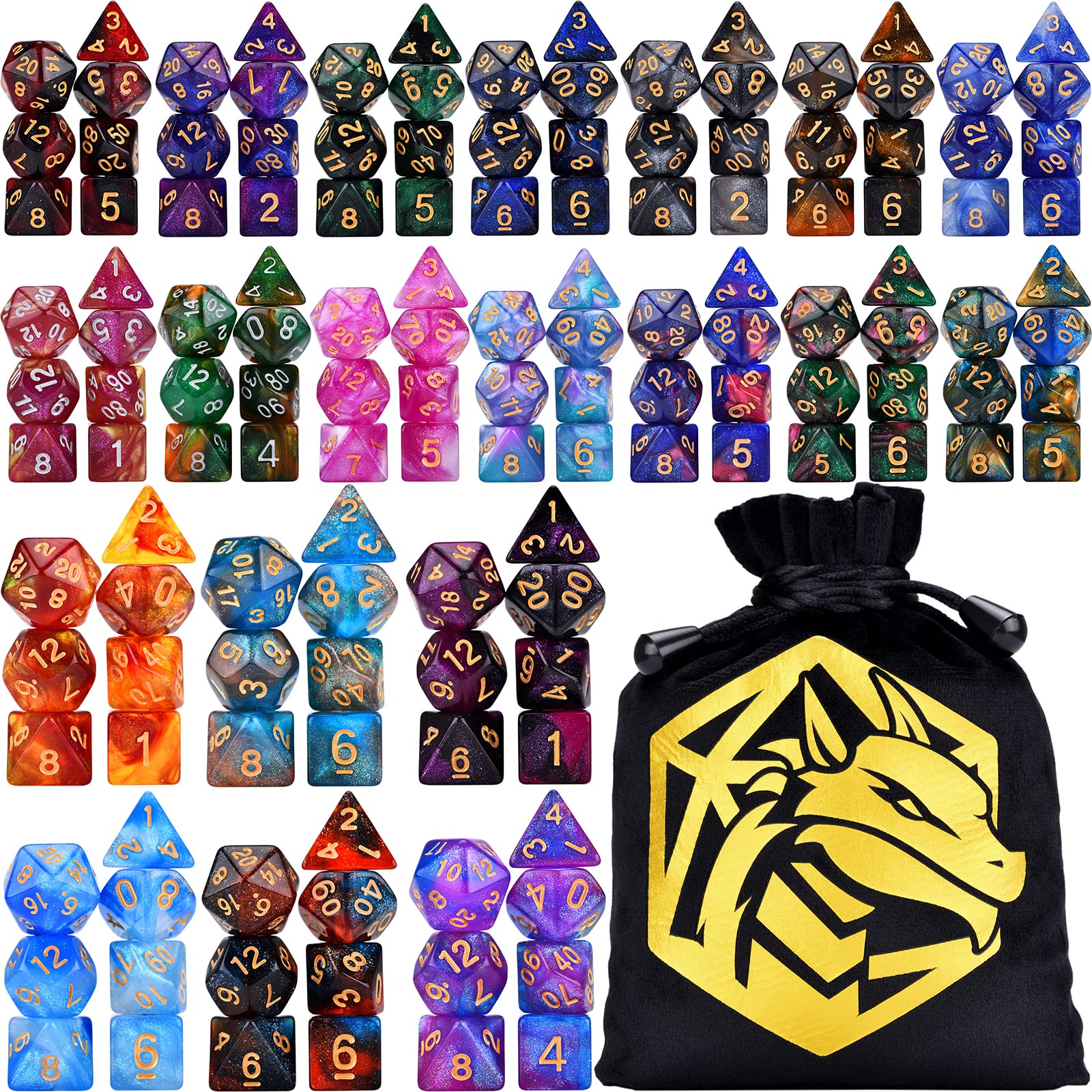 Amazon.com: Amiven DND RPG Dice Sets 20 x 7 Polyhedral Glitter Dice ...