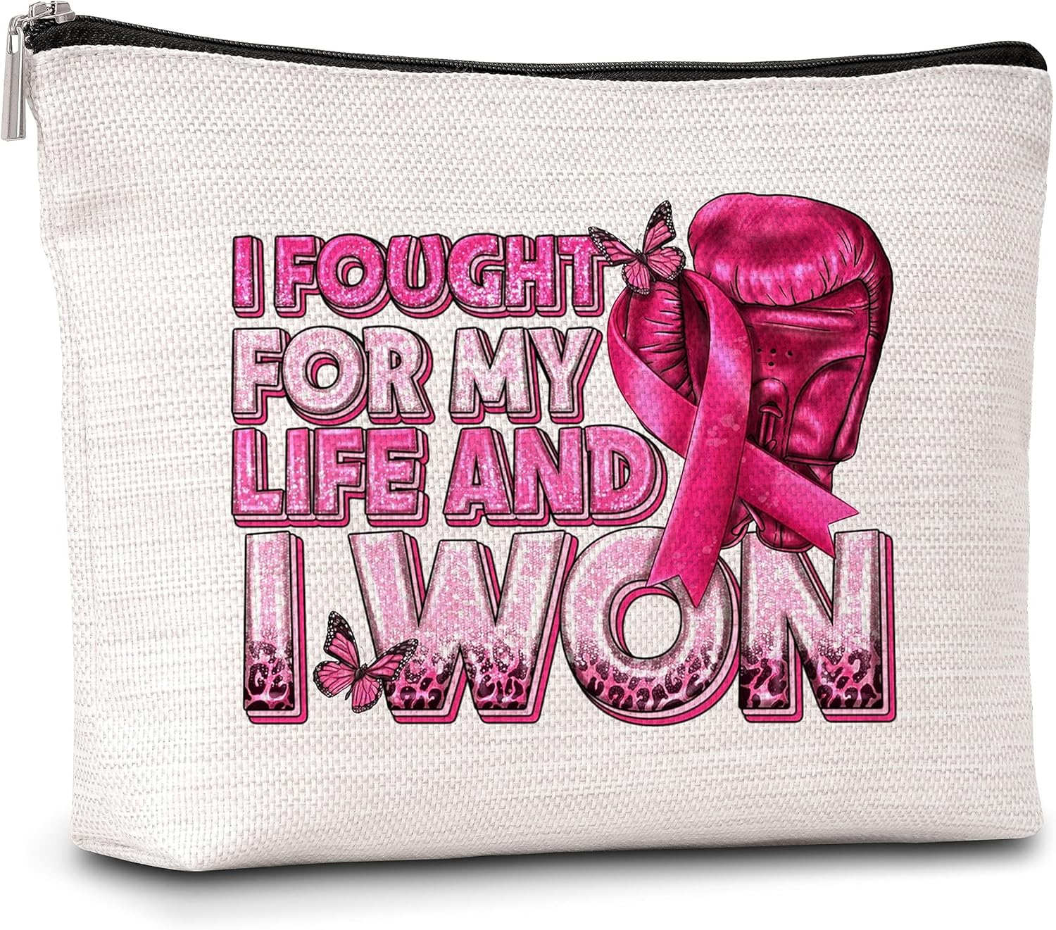 Amazon.com: AWSICE Pink Ribbon Makeup Bag Breast Cancer Awareness ...