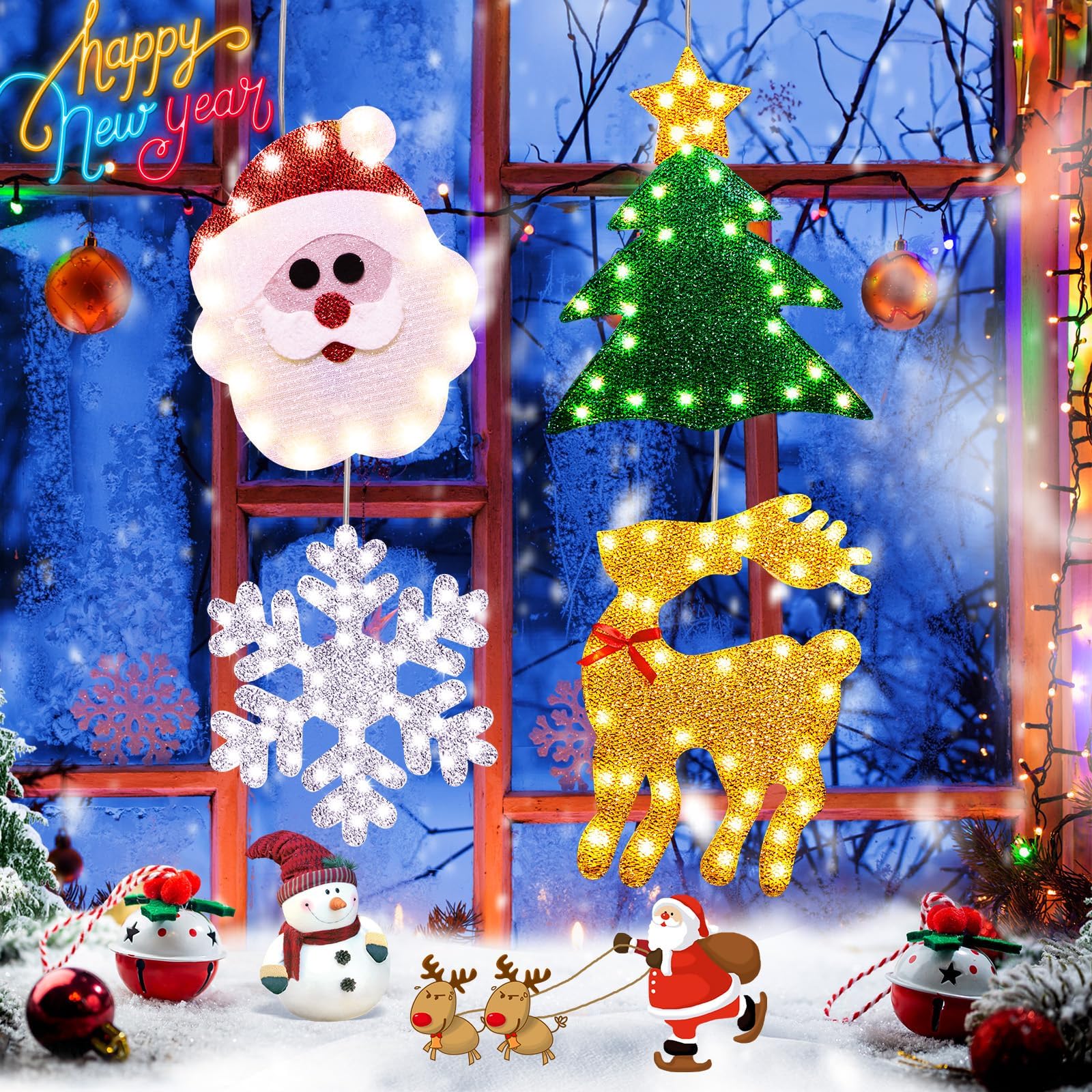 Amazon.com: BRIGHTDECK Christmas Window Lights Decorations, Battery ...