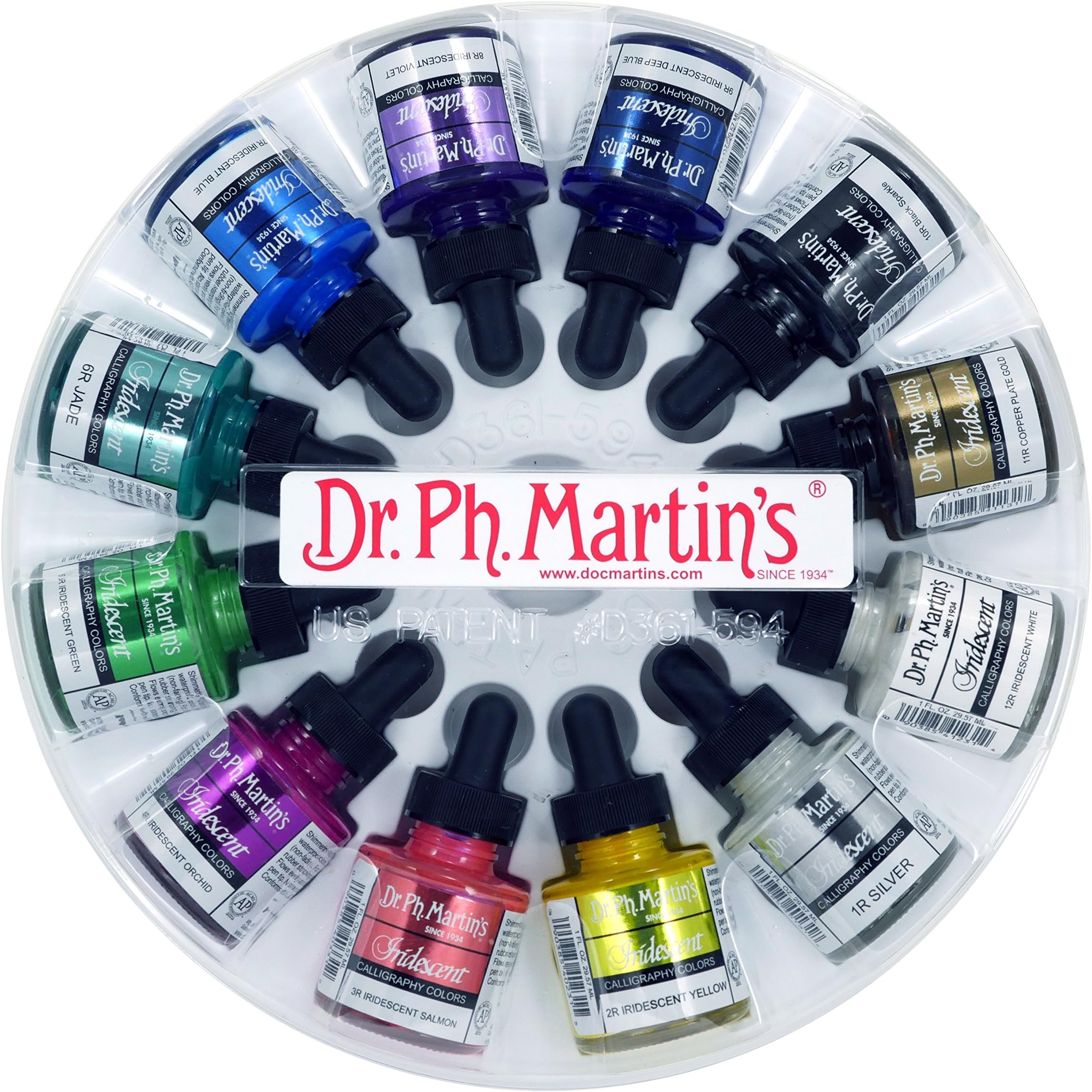 Dr. Ph. Martin's Iridescent Calligraphy Color (Set 1) Ink Set, 1.0 oz ...