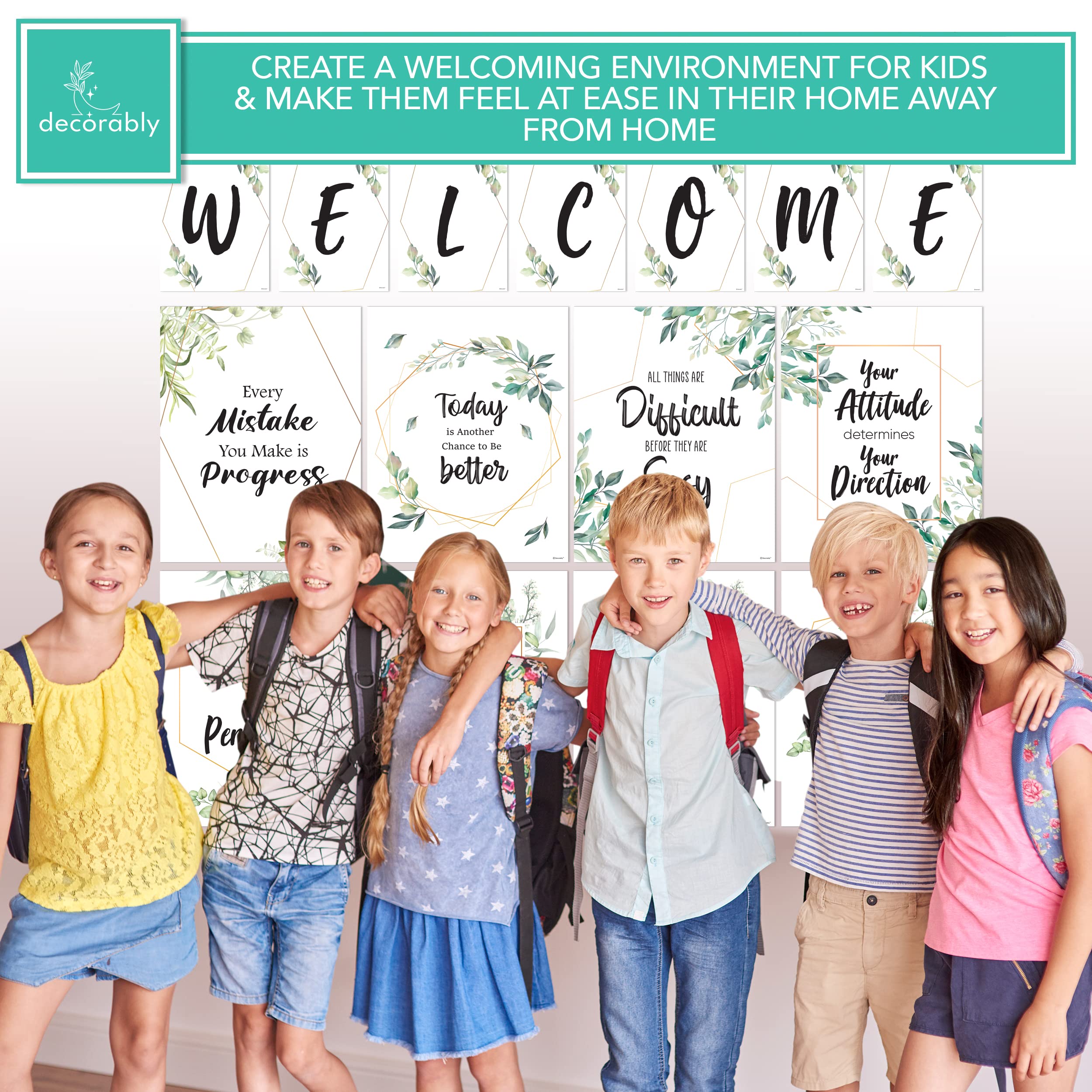 Snapklik.com : Decorably 15 Welcome Eucalyptus Classroom Decor