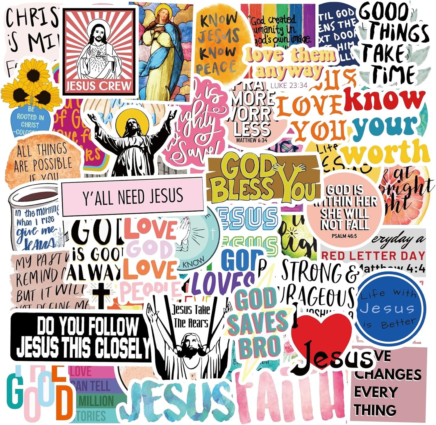 Amazon.com: 100Pcs Jesus Christian Stickers,Religious Bible Verse Faith ...