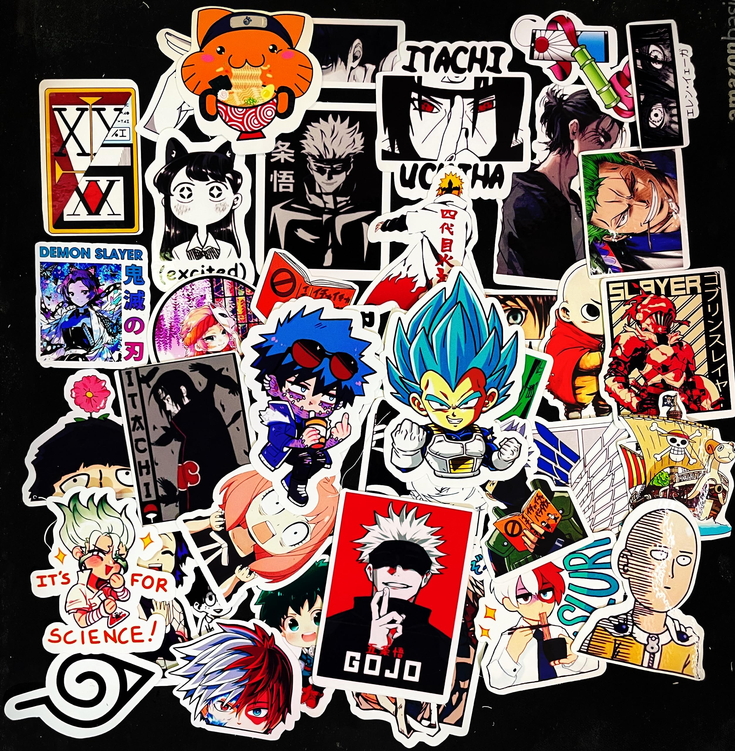 Sticker Fever 3M Vinyl Pack of 42 B&W Asthetic Anime Stickers for ...