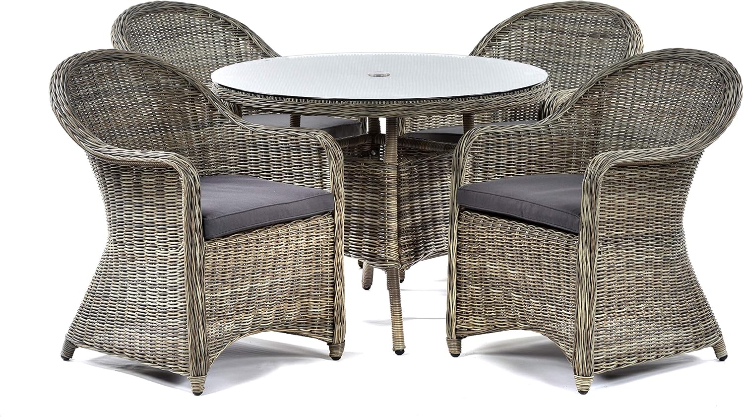 BrackenStyle Regent Rattan 4 Seat Dining Set - 100cm Round Garden ...