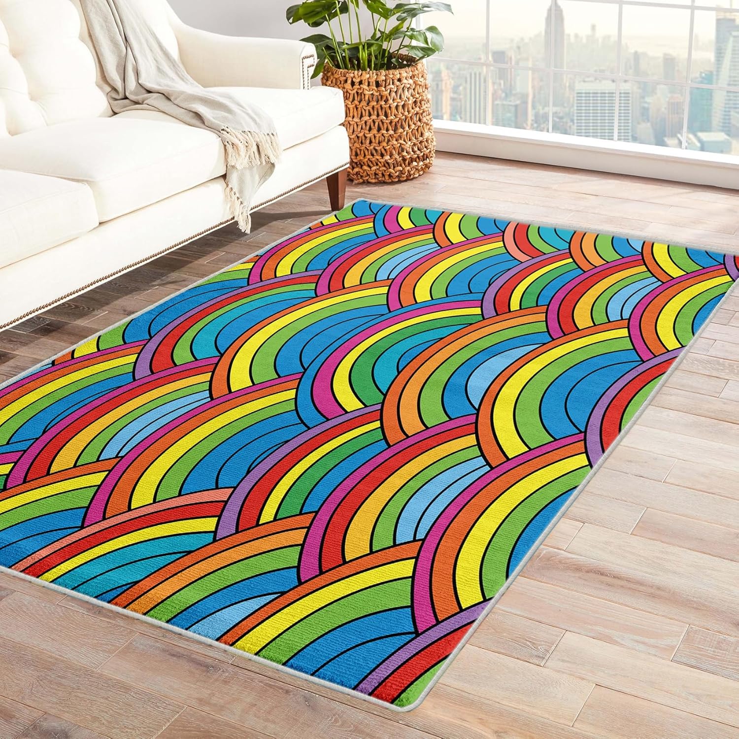 MOBEITI Kids Rainbow Area Rug 6x9, Colorful Rugs for Girls Bedroom ...