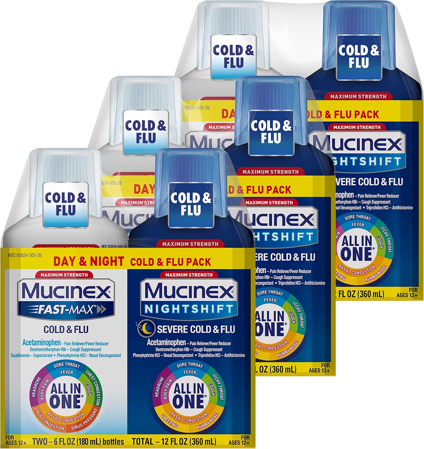 Mucinex Fast-Max Cold & Flu Relief Liquid - 2 x 6 fl oz in Guinea at ...