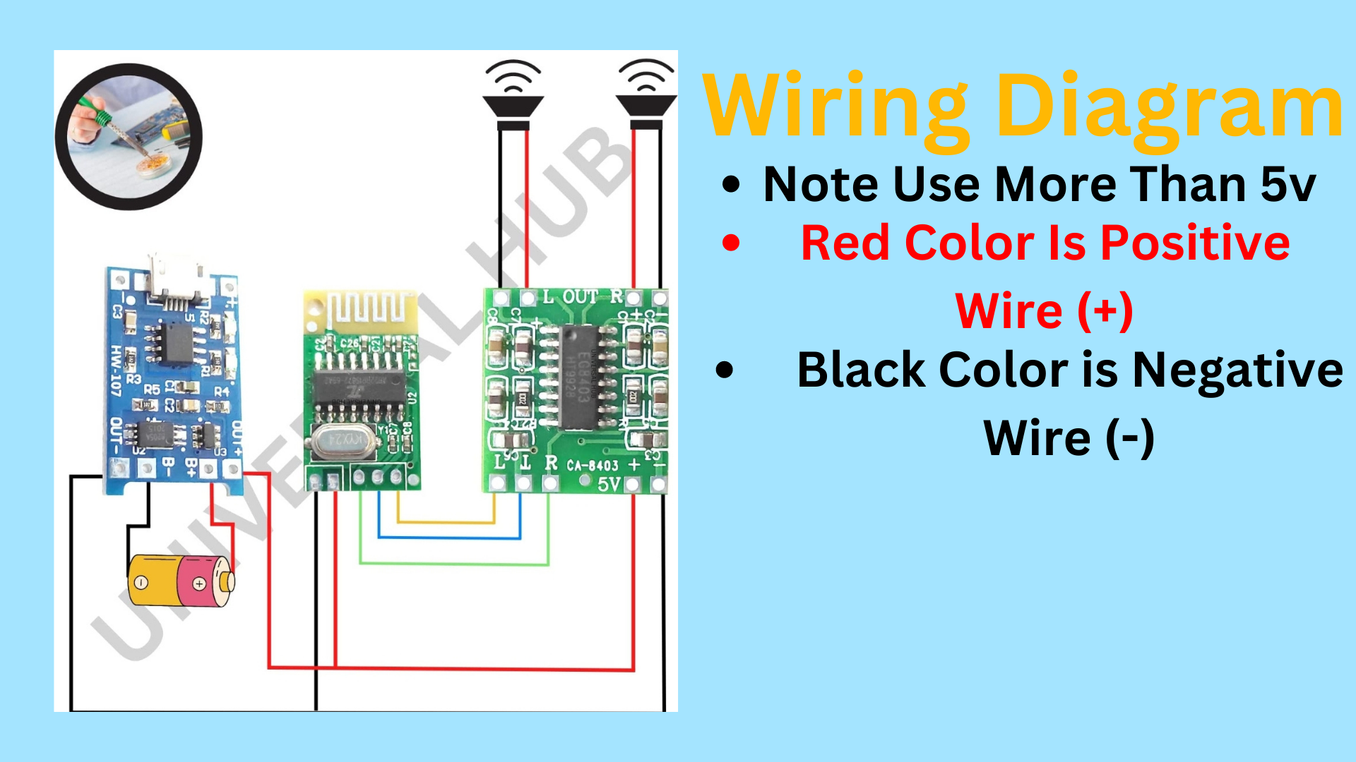 Combo of Pam8403, Tp4056, Bluetooth (BT) chip Amplifier Kit