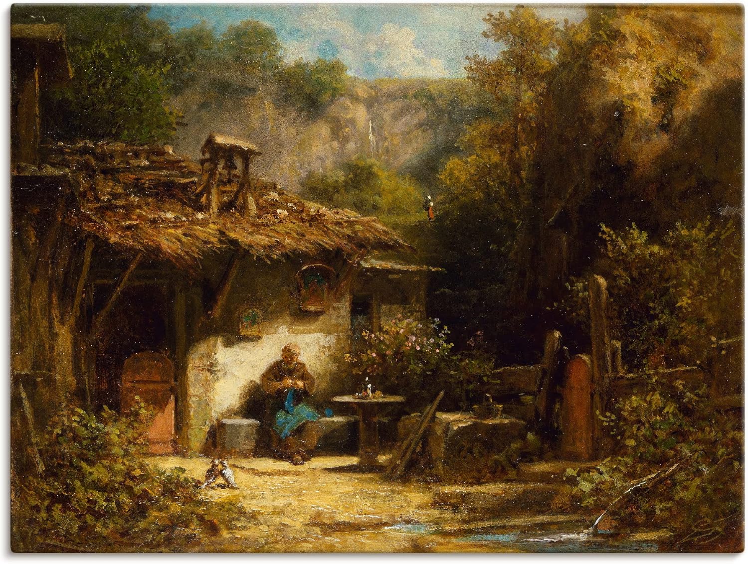Amazon.de: ARTLAND Wanddeko Leinwand Bilder Wandbild Garten Hütte ...
