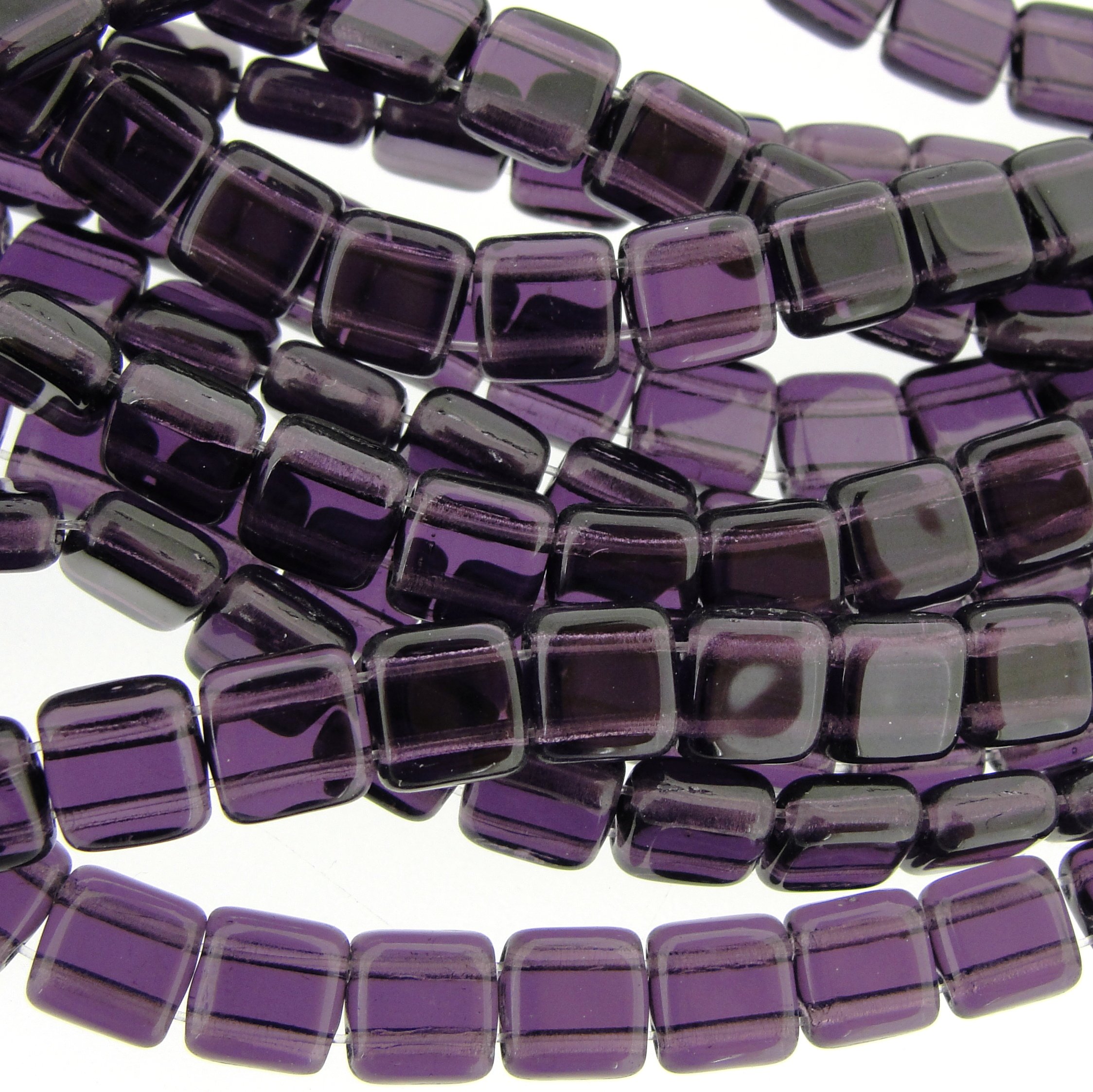 Snapklik.com : Hominn CzechMate 6mm Square Glass Czech Two Hole Tile Bead