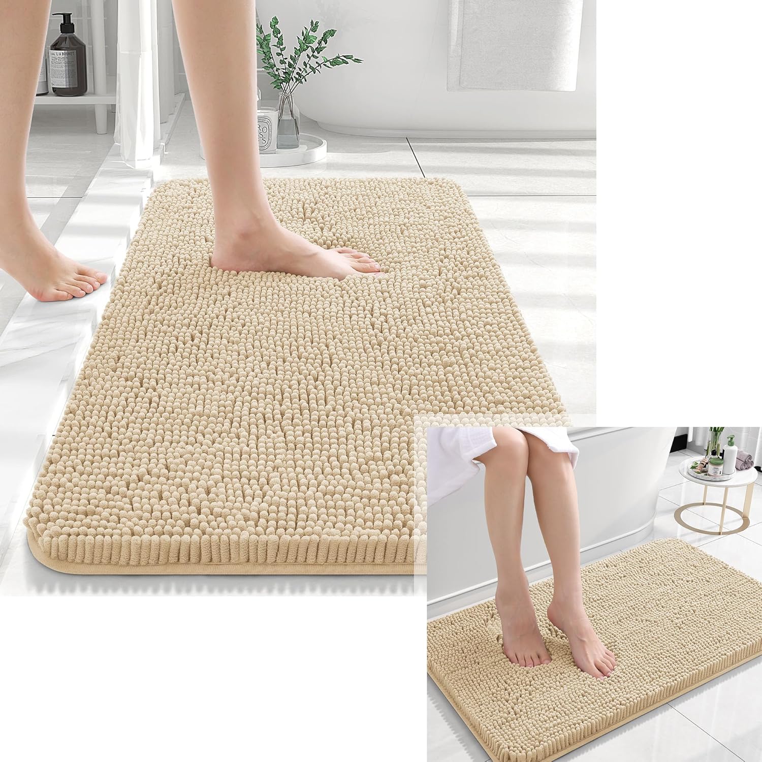 Amazon.com: OLANLY Chenille Bathroom Rugs, Bath Rug Size 30x20+24x16 in ...