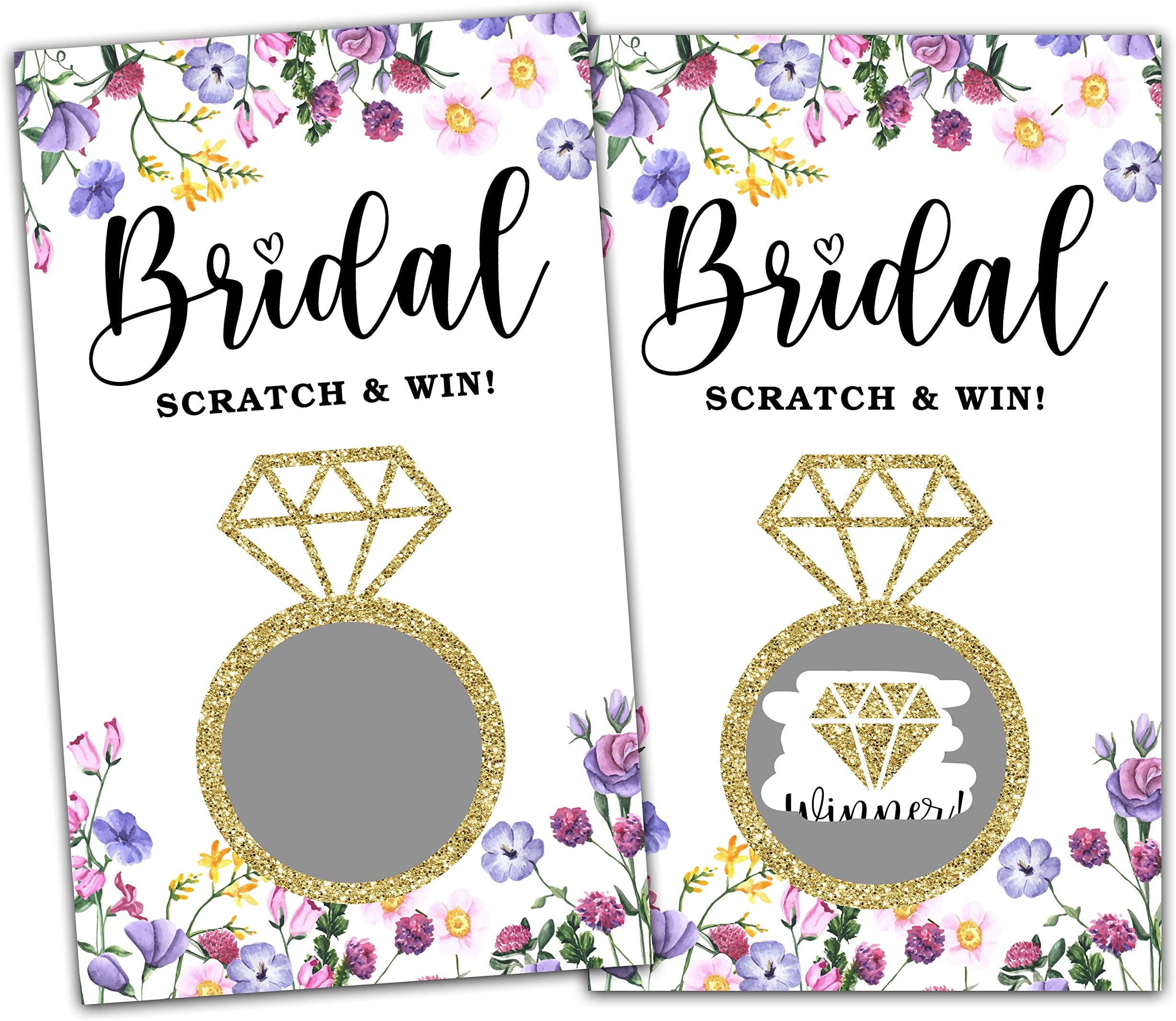 Amazon.com: Bridal Shower Scratch Off Game Cards - Glitter Diamond Ring ...