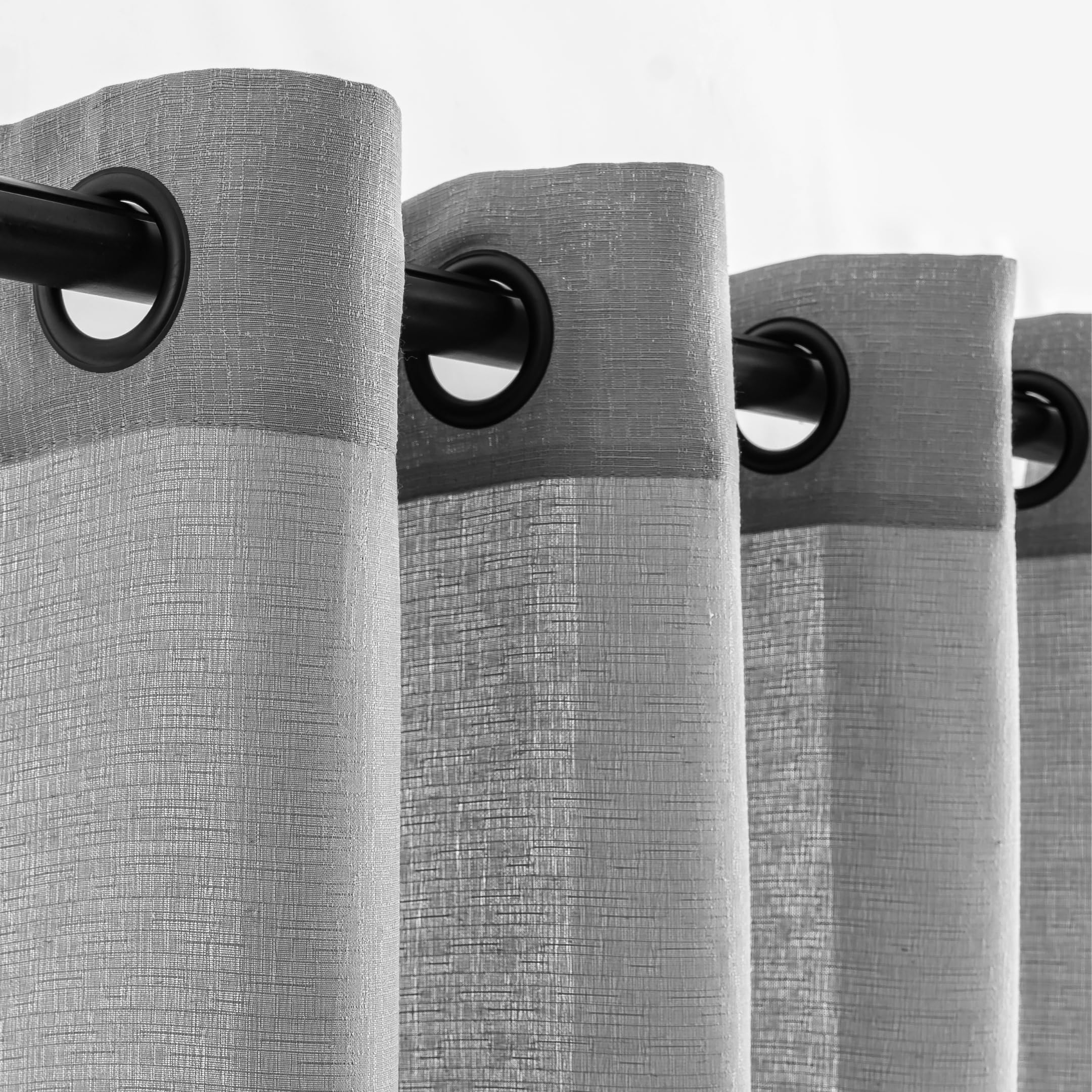 Amazon.com: VOILYBIRD Light Grey Linen Curtains Black Grommets Sheers ...