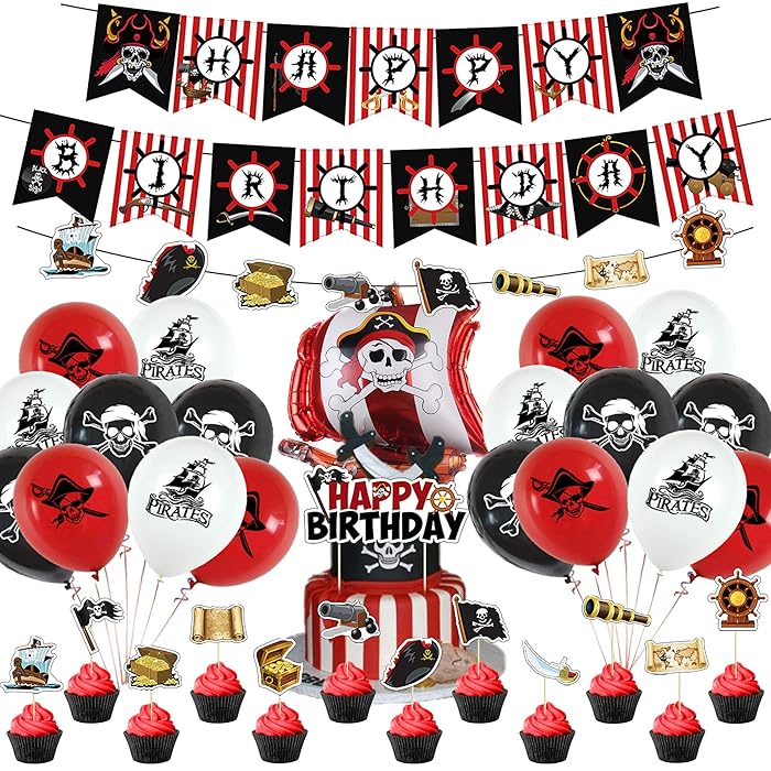 Buy Pirate Birthday Decorations Kit, Pirate Happy Birthday Banner ...