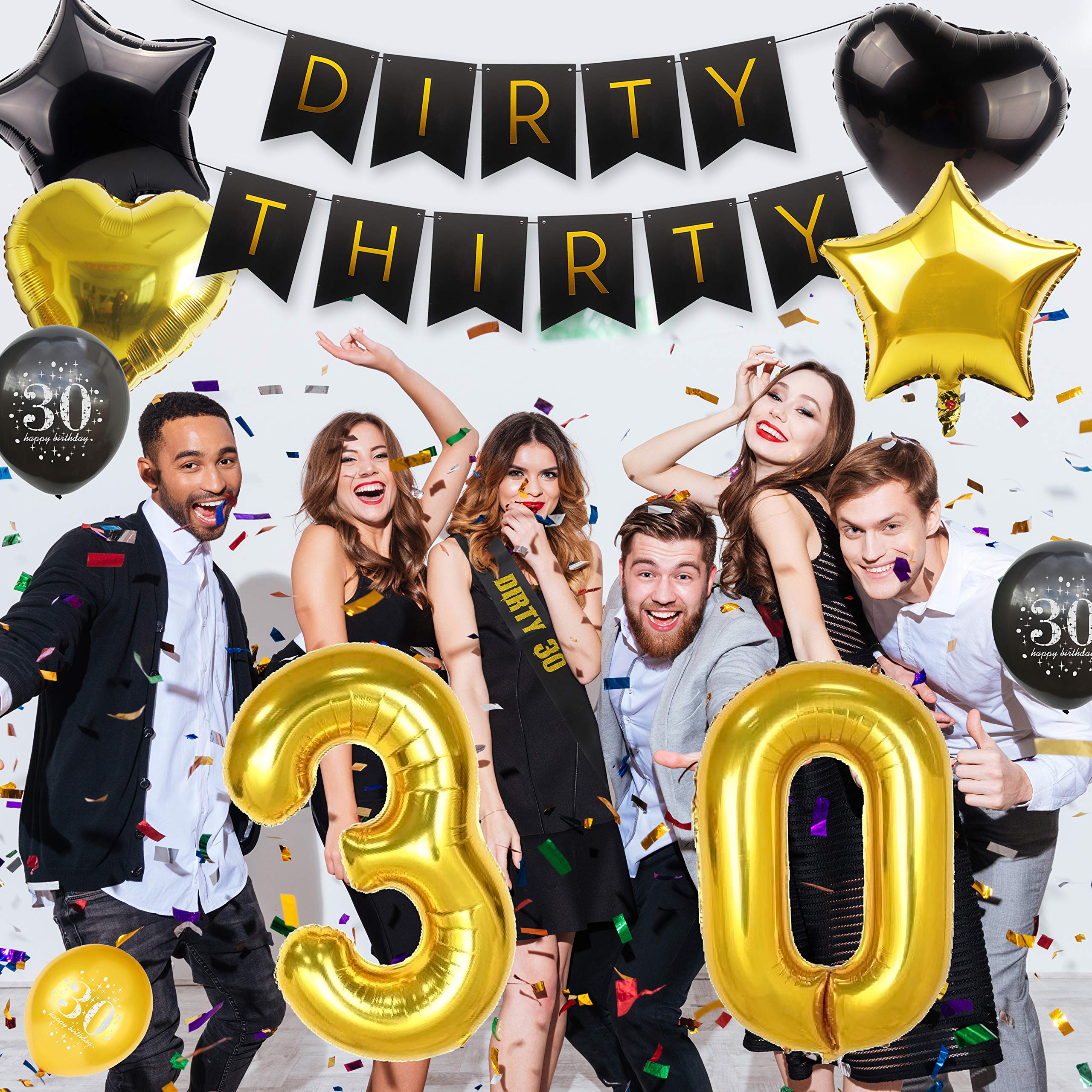 30th Birthday Decorations Party Supplies - Gold 30 Number Birthday ...