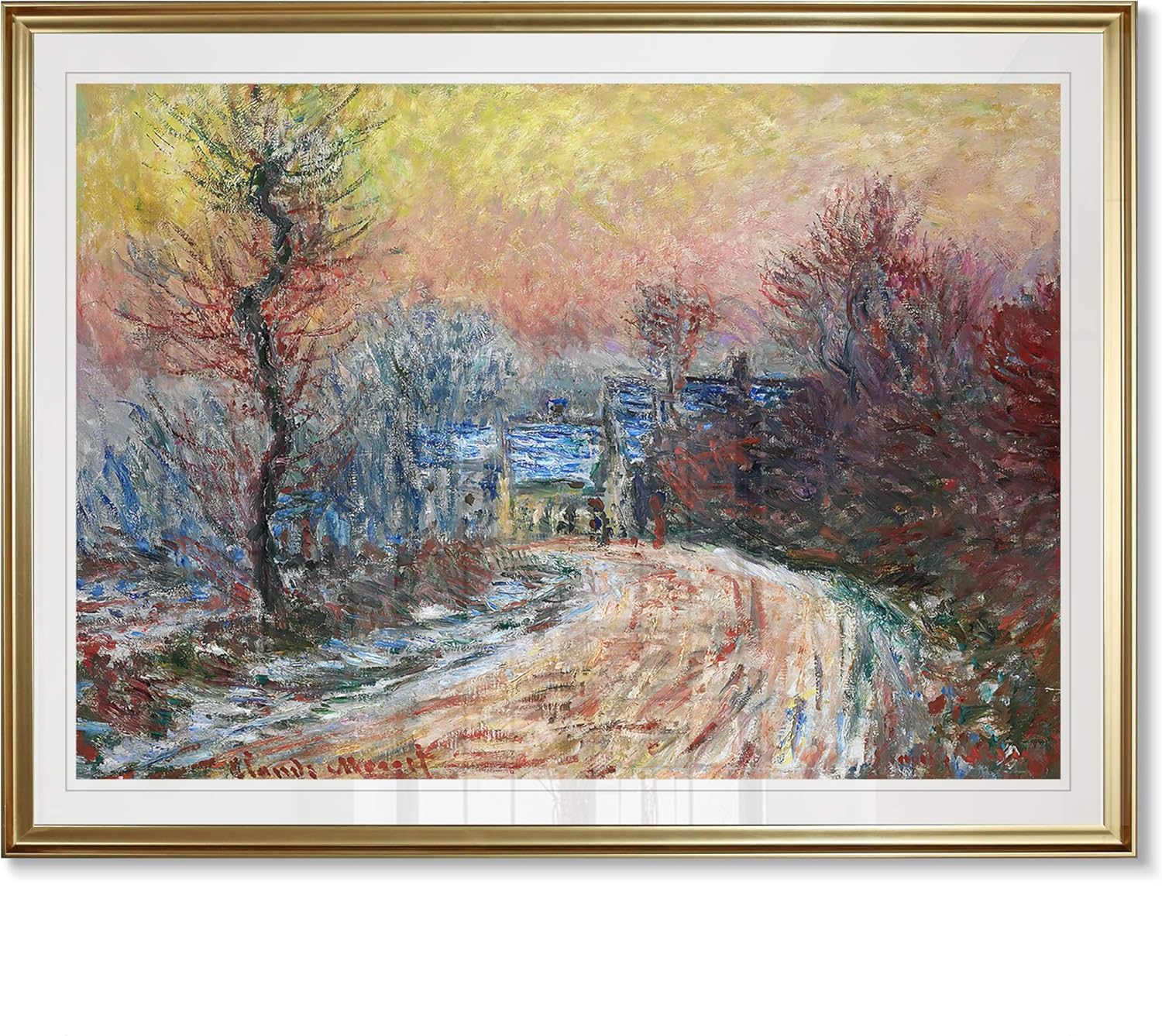 Amazon.com: Monet Wall Art Collection Road to Giverny in Winter, Sunset ...