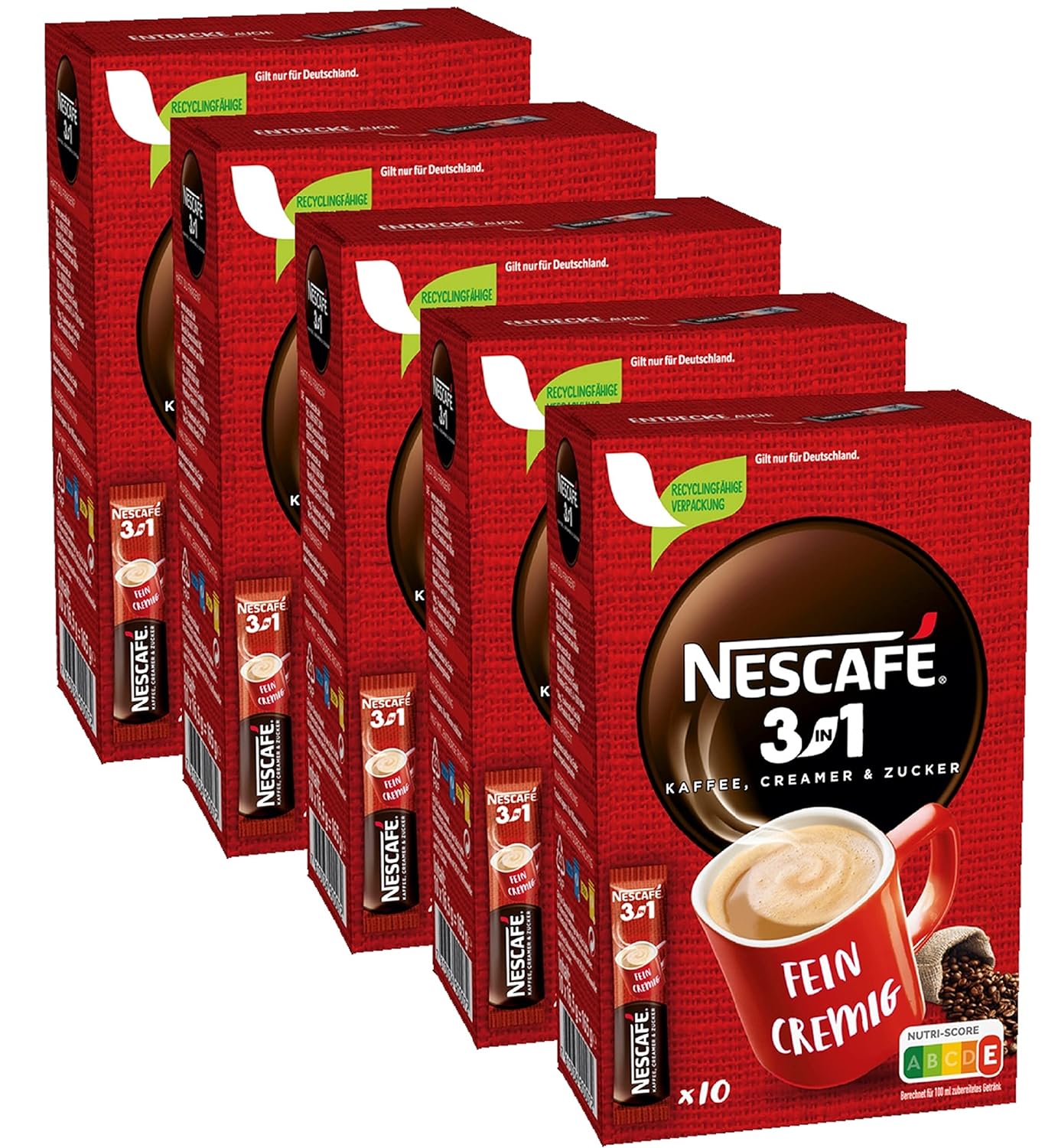 Nescafé 3-in-1 Sticks, löslicher Bohnenkaffee, mit Creamer & Zucker ...