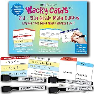 Amazon.com: Think2Master Wacky Cards 3rd - 5th Grade. Math Card Game ...