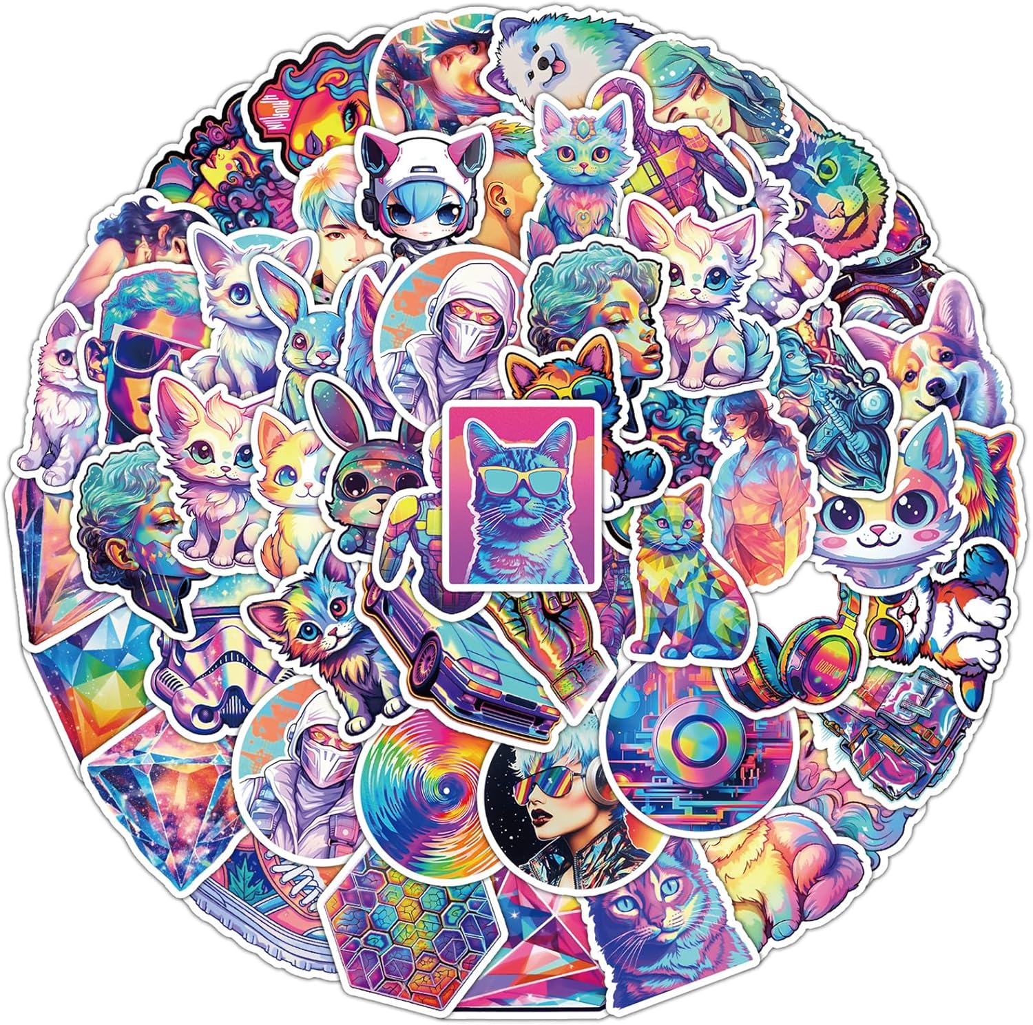 50 Pcs Colourful Cool Stickers Pack for Kids Teens Adults, Aesthetic ...