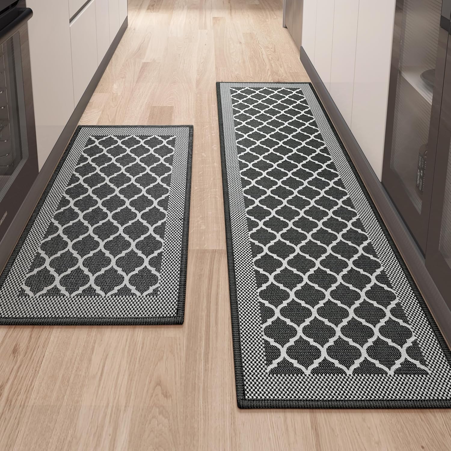 Color G 2 Pieces Kitchen Mats Non Slip Washable, Woven Kitchen Rug Non ...
