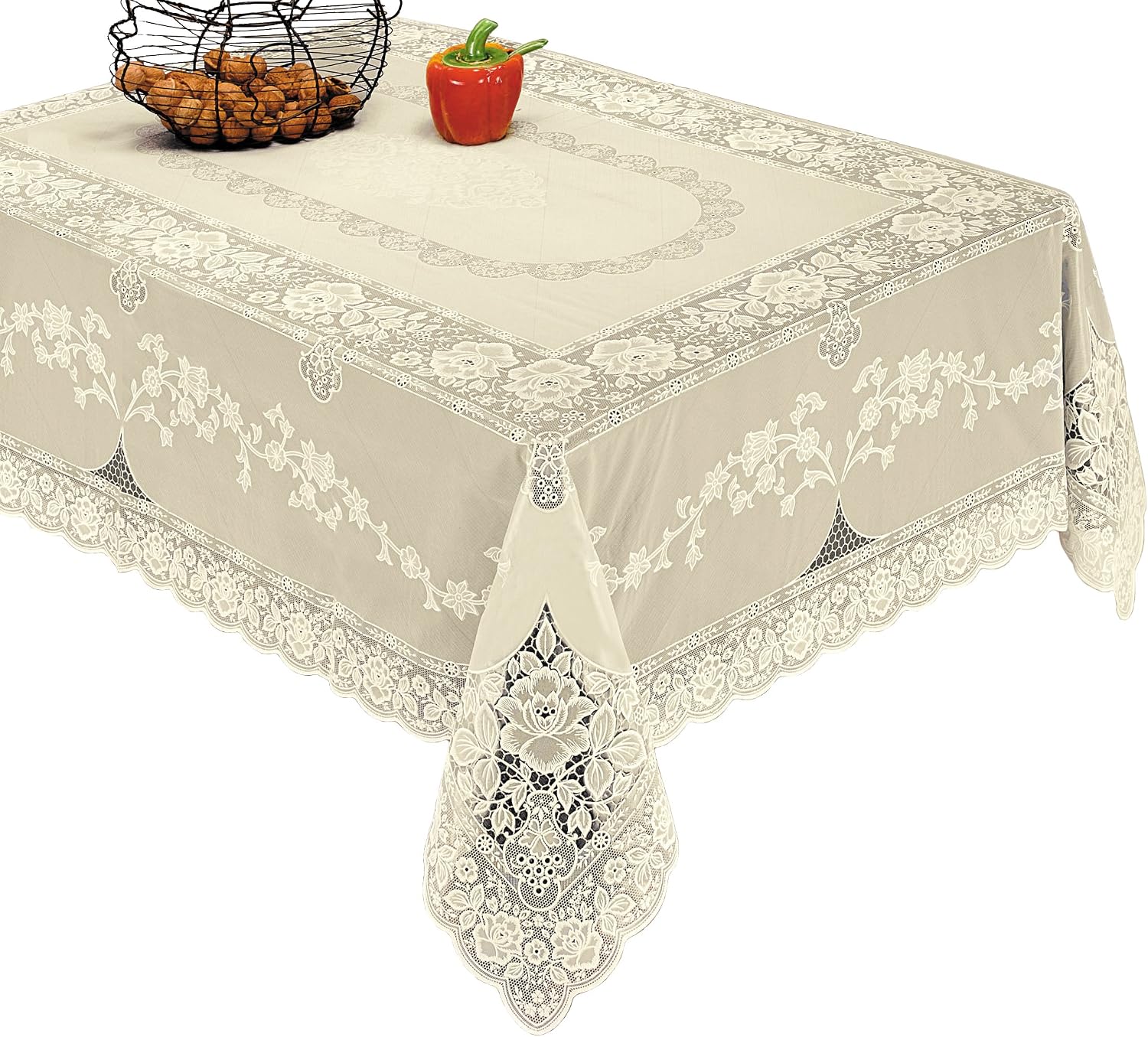 Amazon.com: Violet Linen Luxurious Vinyl Lace Embossed Floral Design ...
