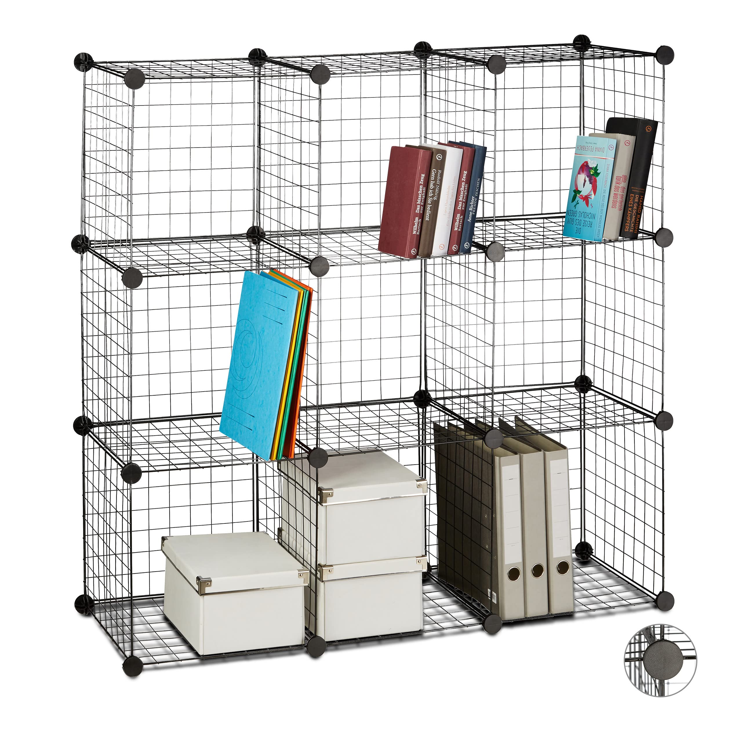 Relaxdays Modular Grid Shelf, 9 Compartments, DIY Shelving System ...
