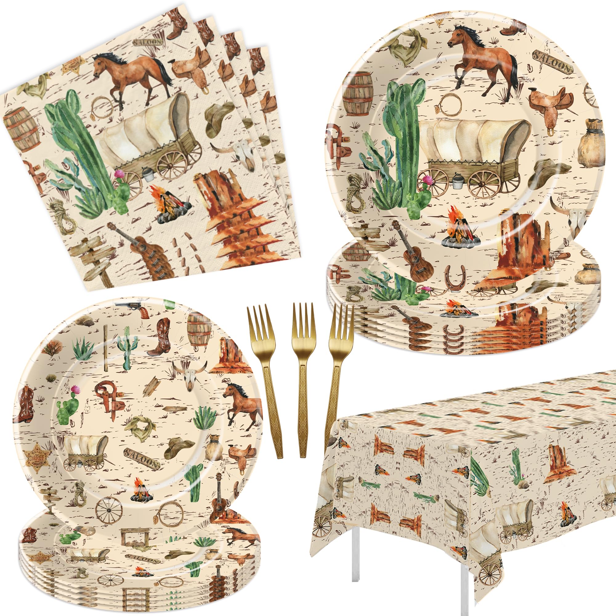 Amazon.com: HIPVVILD Western Cowboy Party Decorations Dinnerware For ...