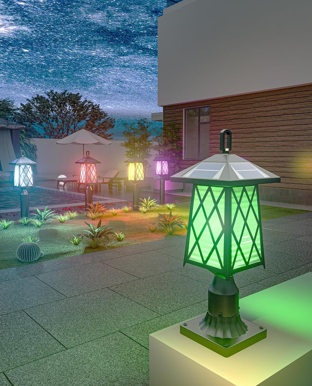 Amazon.com: JAYNLT Solar Lamp Post Light, 3500LM RGB Colors Change ...