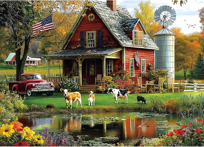 Amazon.com: Autumn Farm Jigsaw Puzzles 1000 Pieces for Adults - Vintage ...