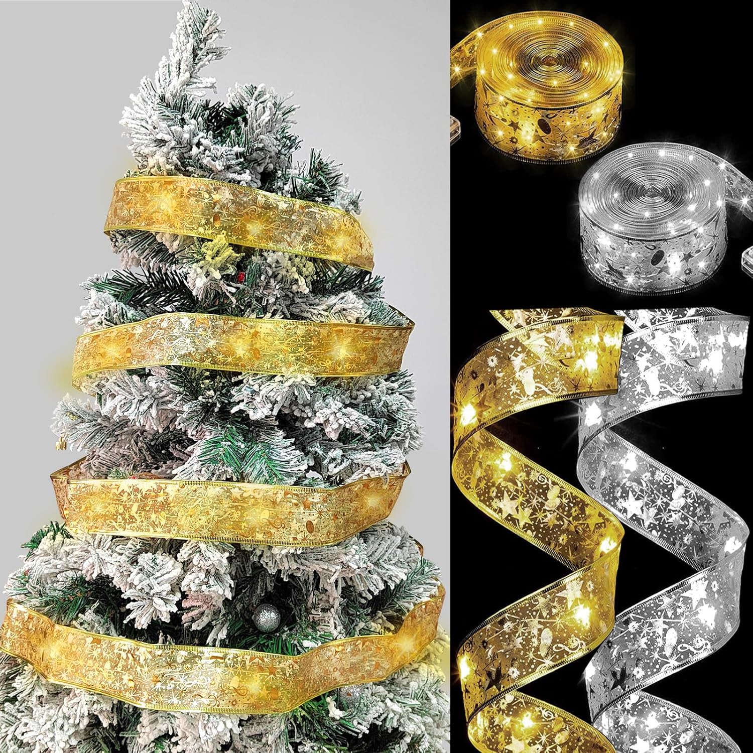Amazon.com: DANHMAO Christmas Ribbon Lights Christmas Tree Decorations ...