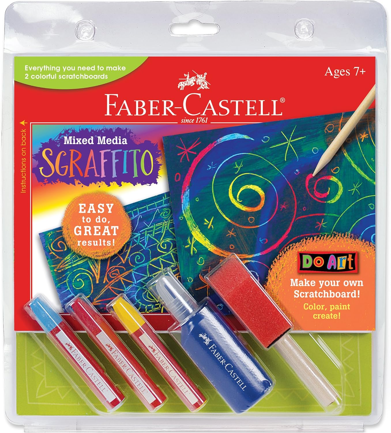 Amazon.com: Faber-Castell Do Art Sgraffito - DIY Scratch Art Kit for ...