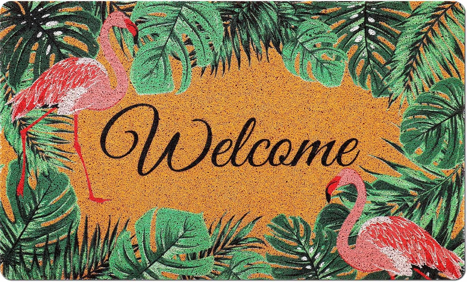 Amazon.com : SmoothNovelty Tropical Flamingo Welcome Mat 18" X30" Non ...