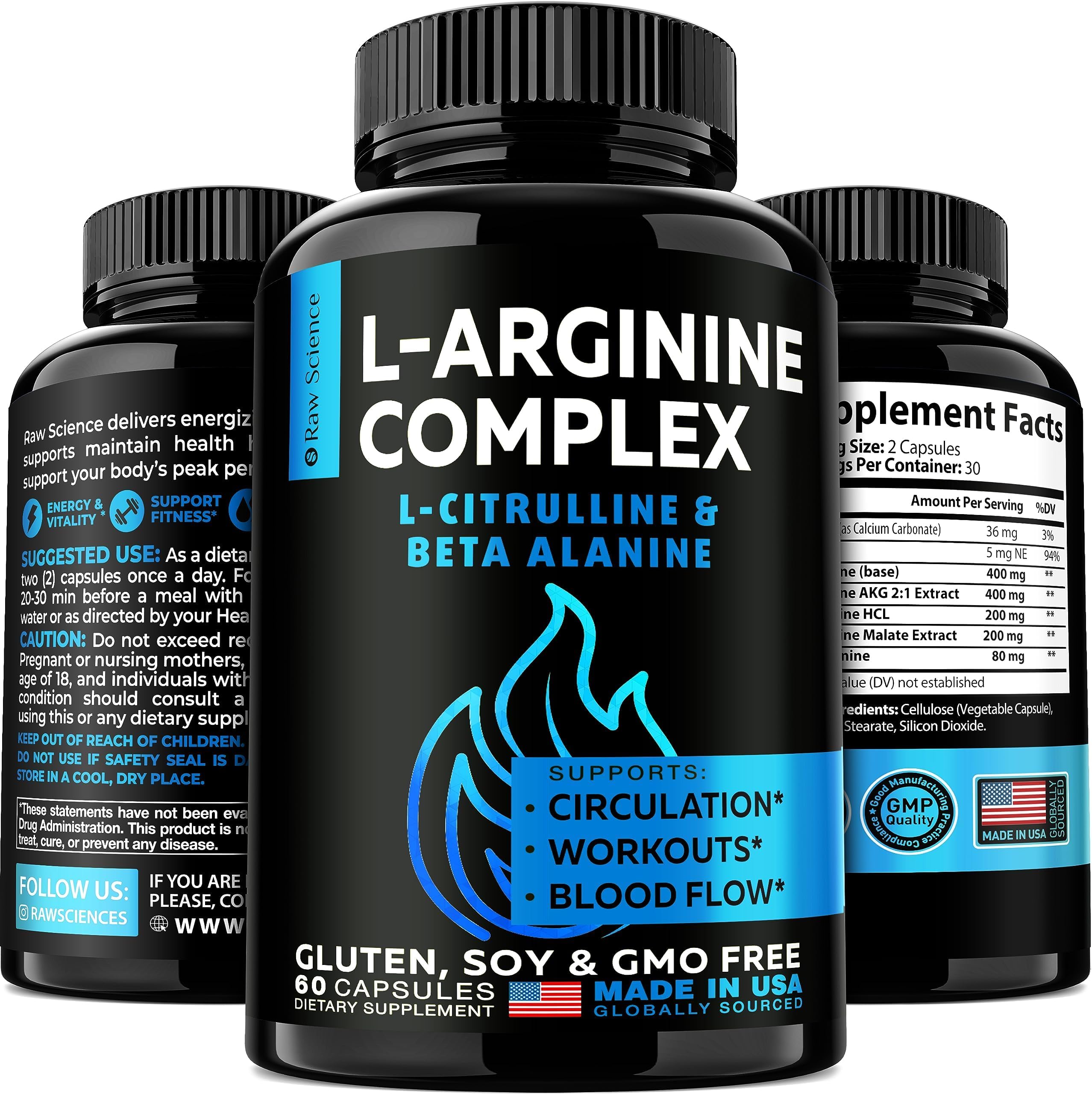 Amazon.com: Nutricost L-Arginine L-Citrulline Complex 750mg, 120 ...