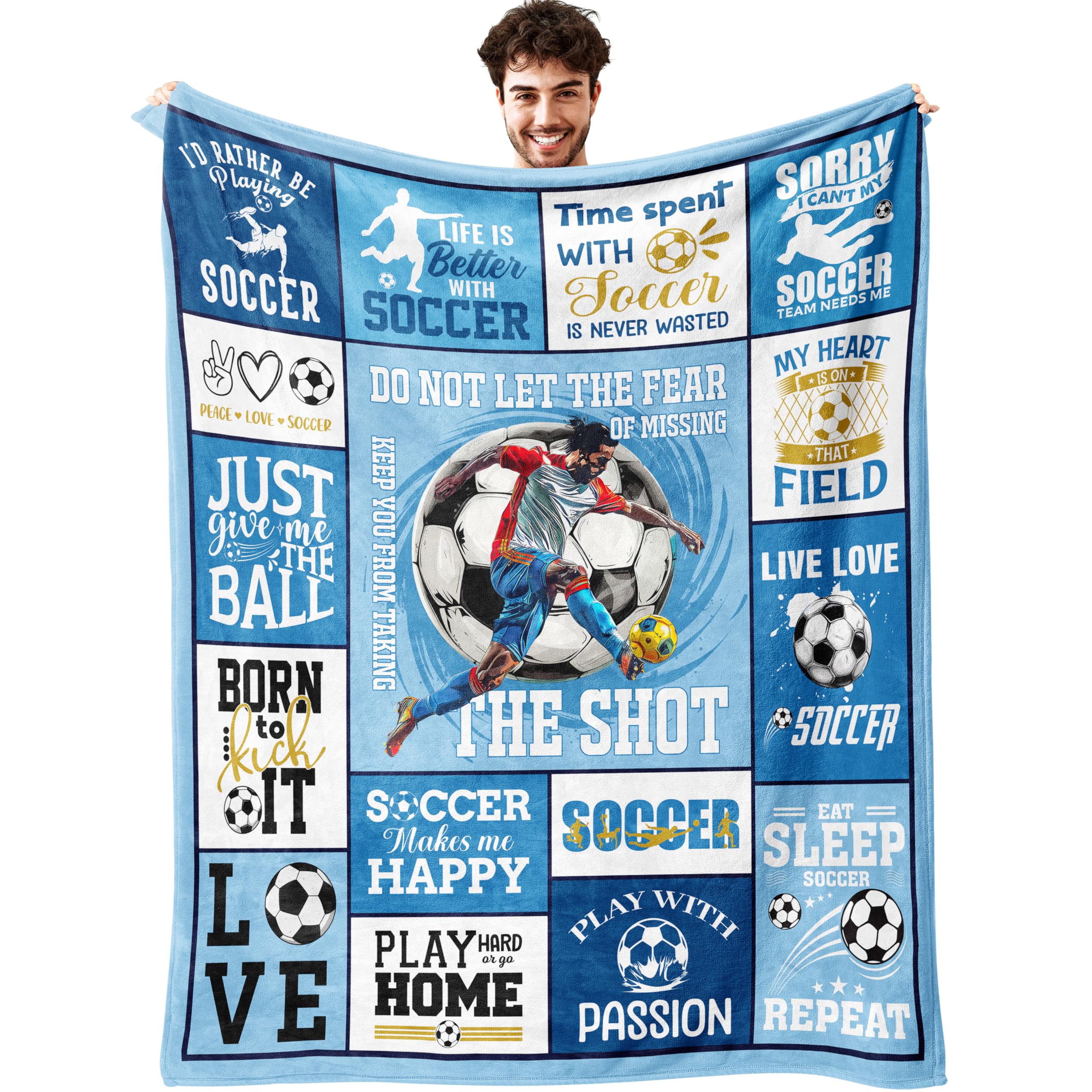Amazon.com: Zawqiye Soccer Gifts, Soccer Blanket 60" x 50", Soccer ...