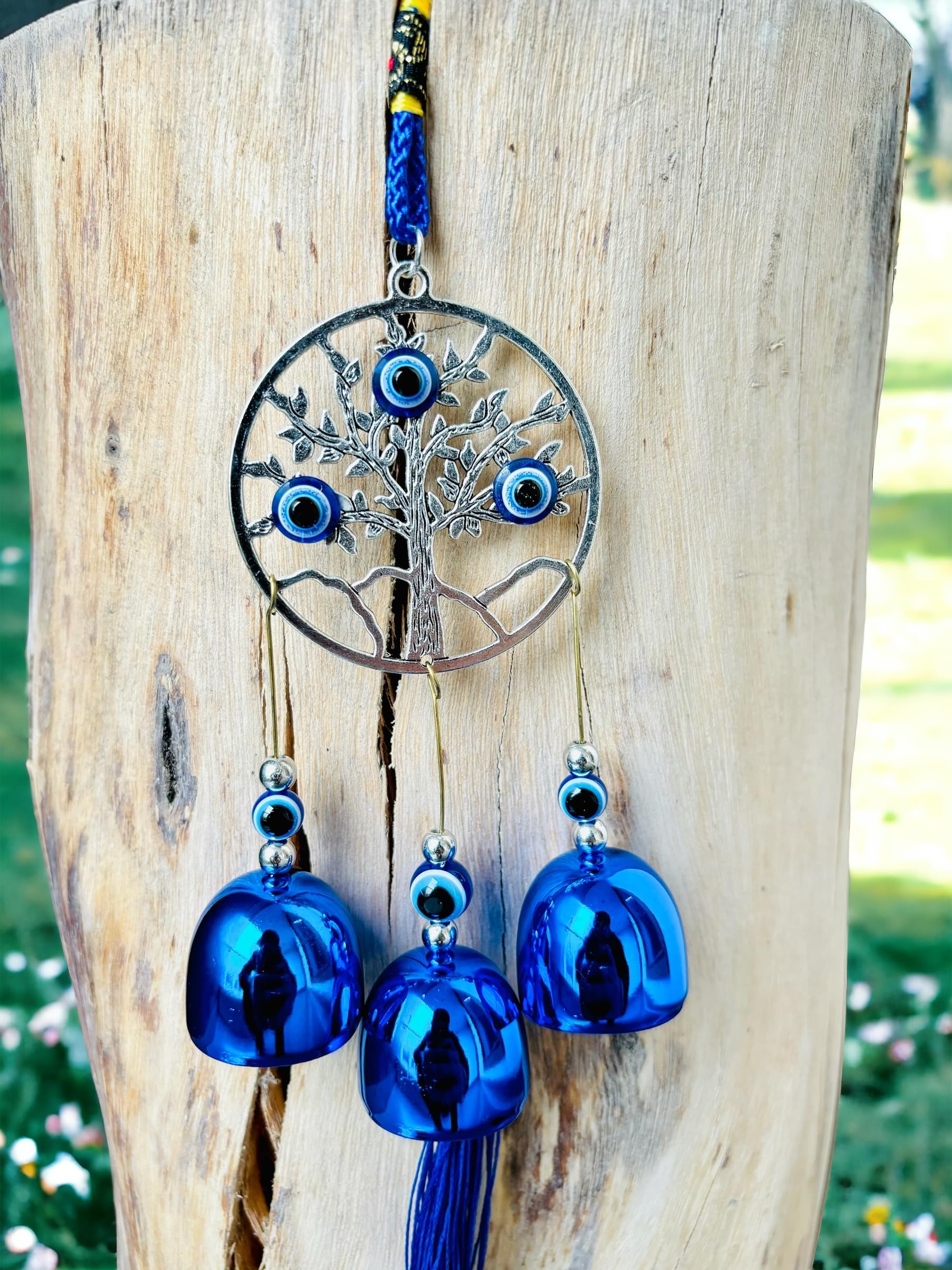 MOOZ Copper Alloy Wind Chimes For Home Positive Energy, Evil Eye Hanging For Home, Evil Eye Home ...