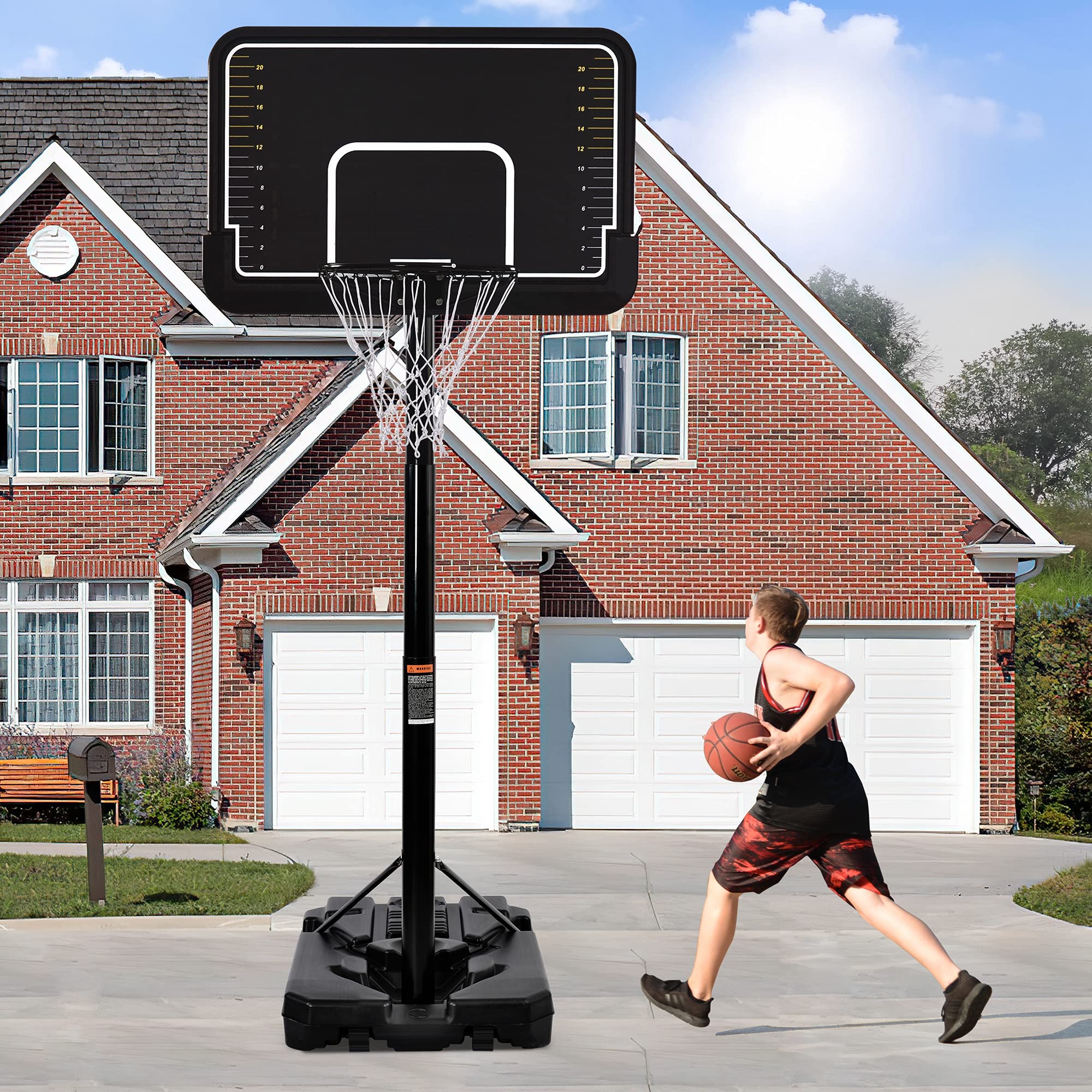 Merax Portable Basketball System Basketball Hoop & Goal with 44 ...