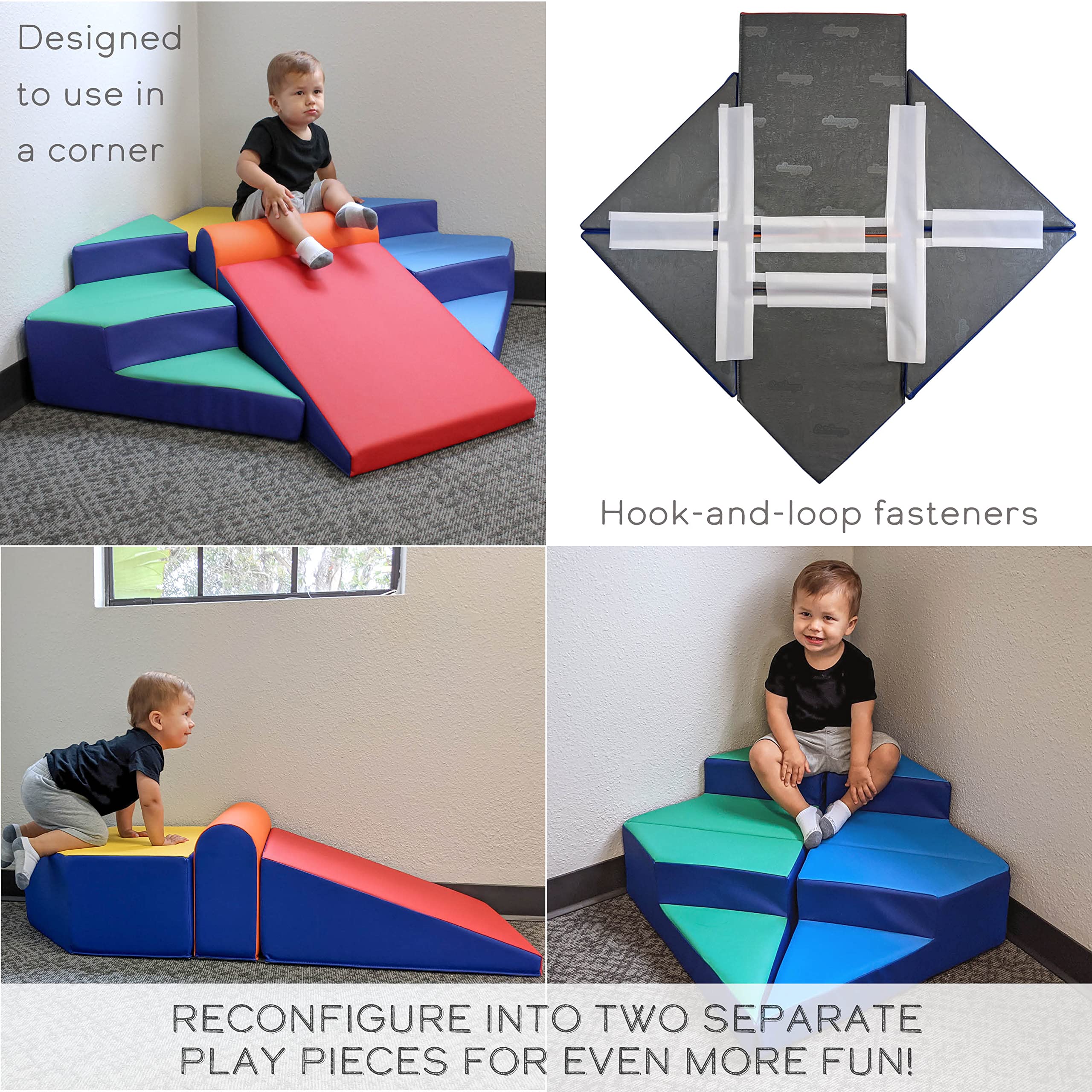 FDP SoftScape Step Up and Slide Corner Climber, Indoor Active Play ...