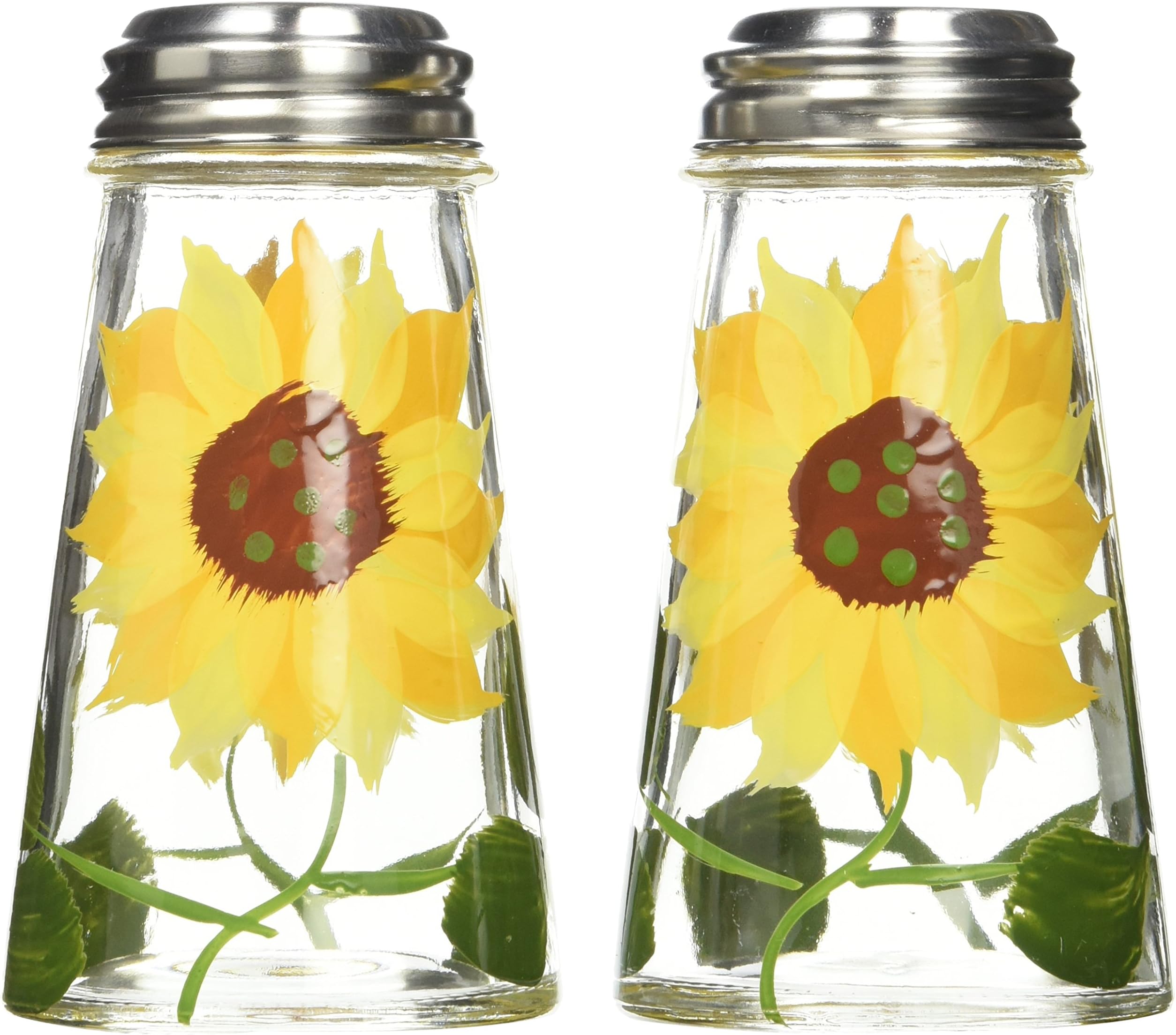 Amazon.com: Containly Hand-Painted Sunflower Glass Salt & Pepper Shaker ...