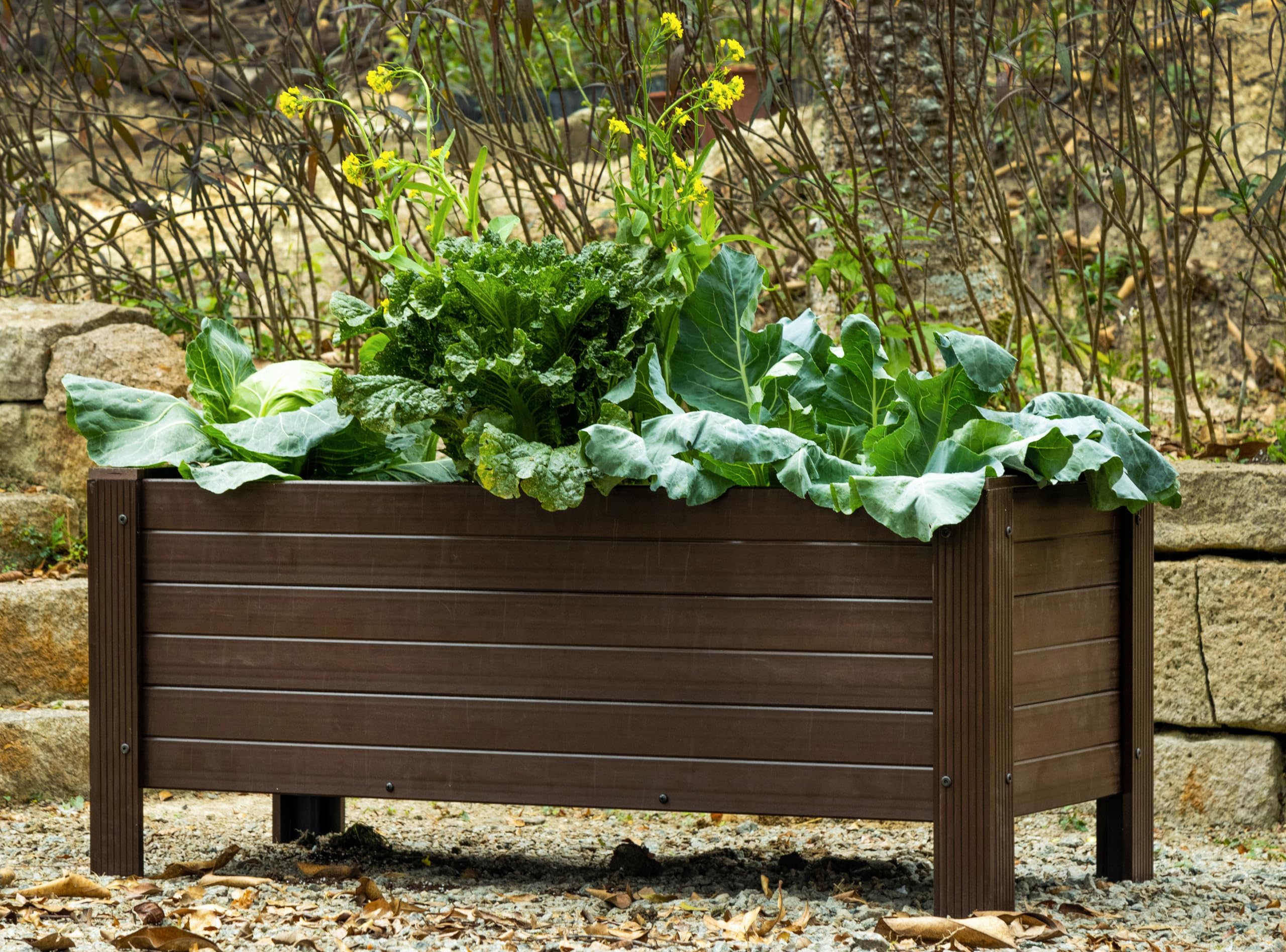 Rectangle Composite Planter Box 18" Cube Planters Farmhouse Cedar