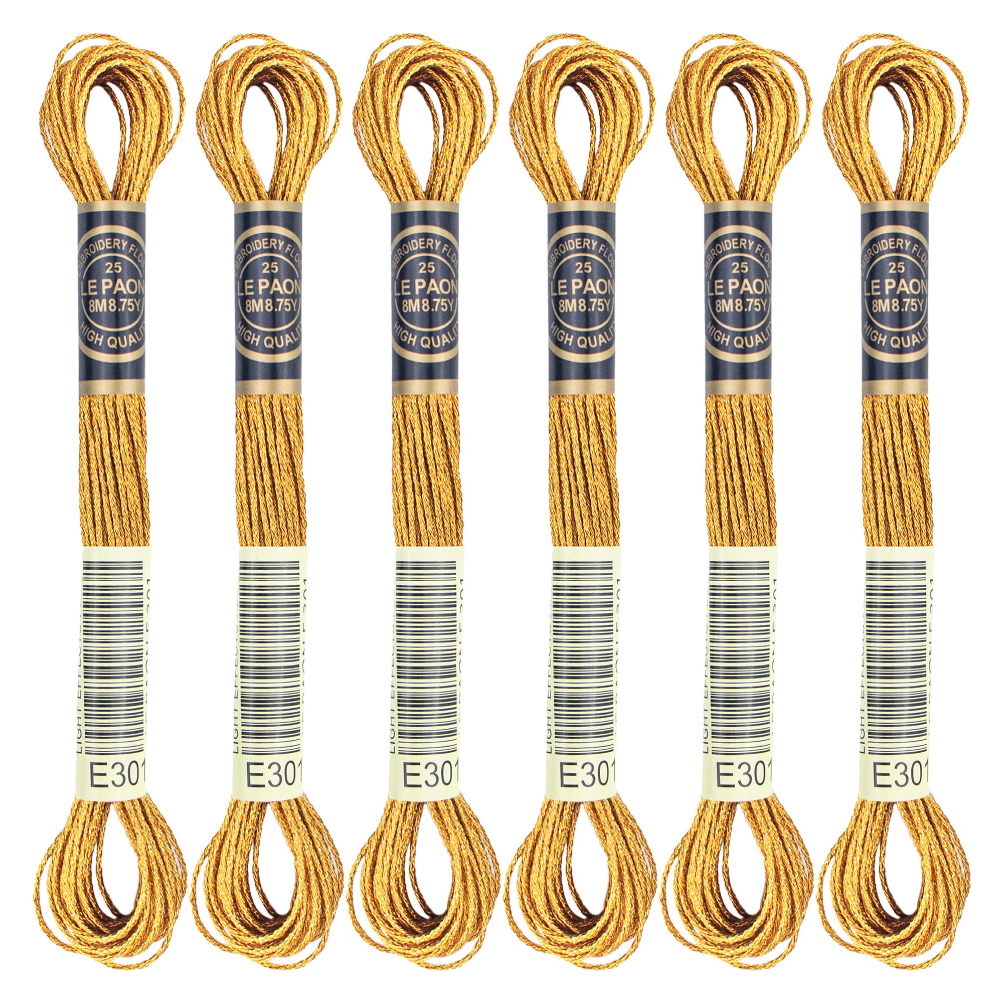 3 Skeins Metallic Embroidery Floss, Glitter