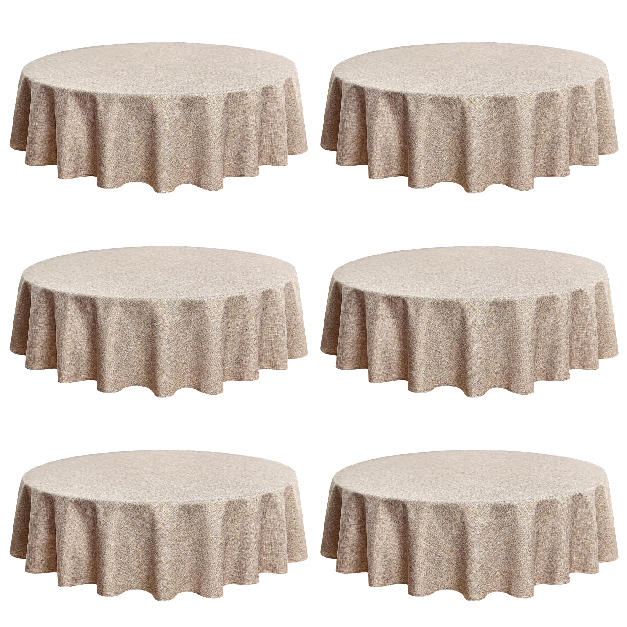 Snapklik.com : Faux Linen Round Tablecloths 90 Inch, 6 Pack - Fabric ...