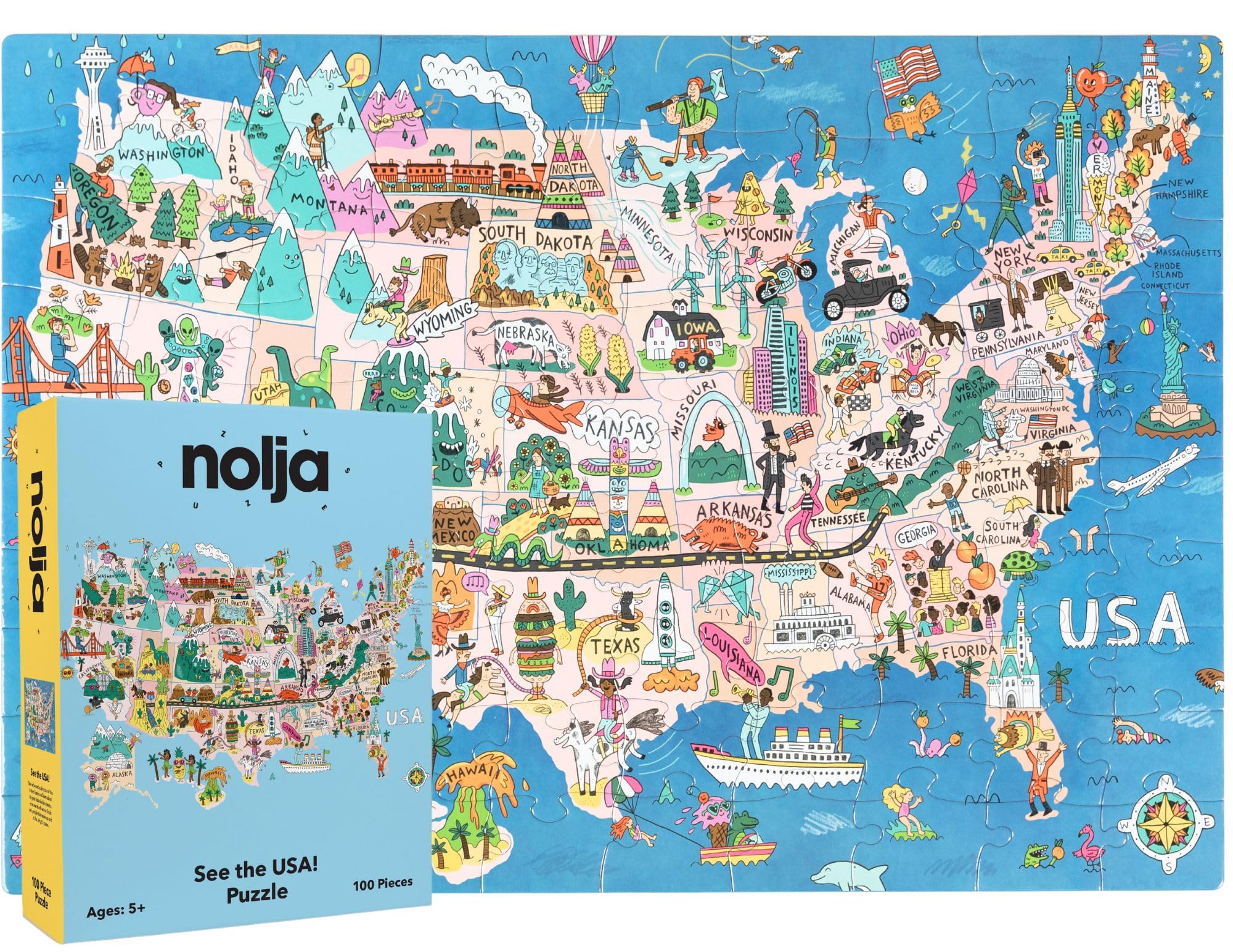 Usa Map Puzzle 100 Pieces The United States Of Arthur 60 Piece USA