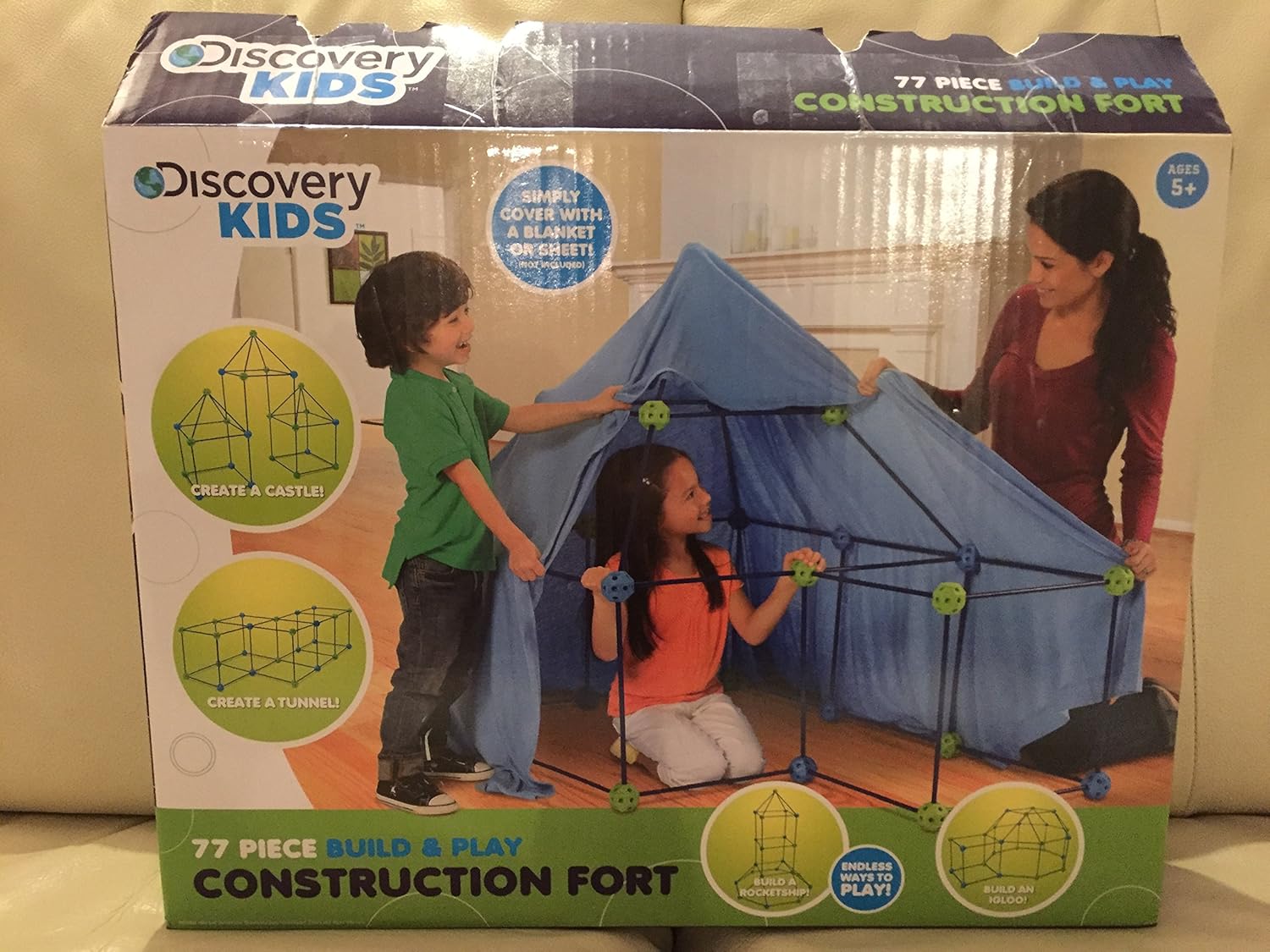 Amazon.com: Discovery Kids Construction Fort, 77pc Build & Play : Toys ...