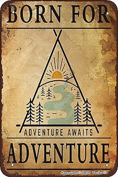 Amazon.com: JIUFOTK Travel Adventure Metal Tin Signs Born For Adventure ...