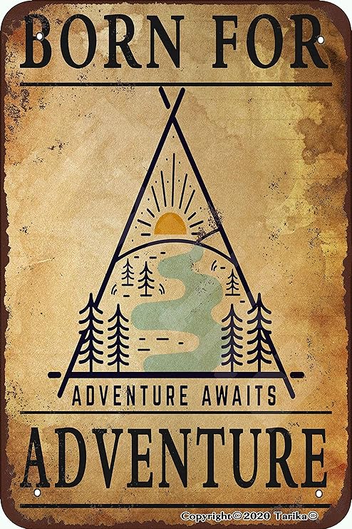 Amazon.com: JIUFOTK Travel Adventure Metal Tin Signs Born For Adventure ...