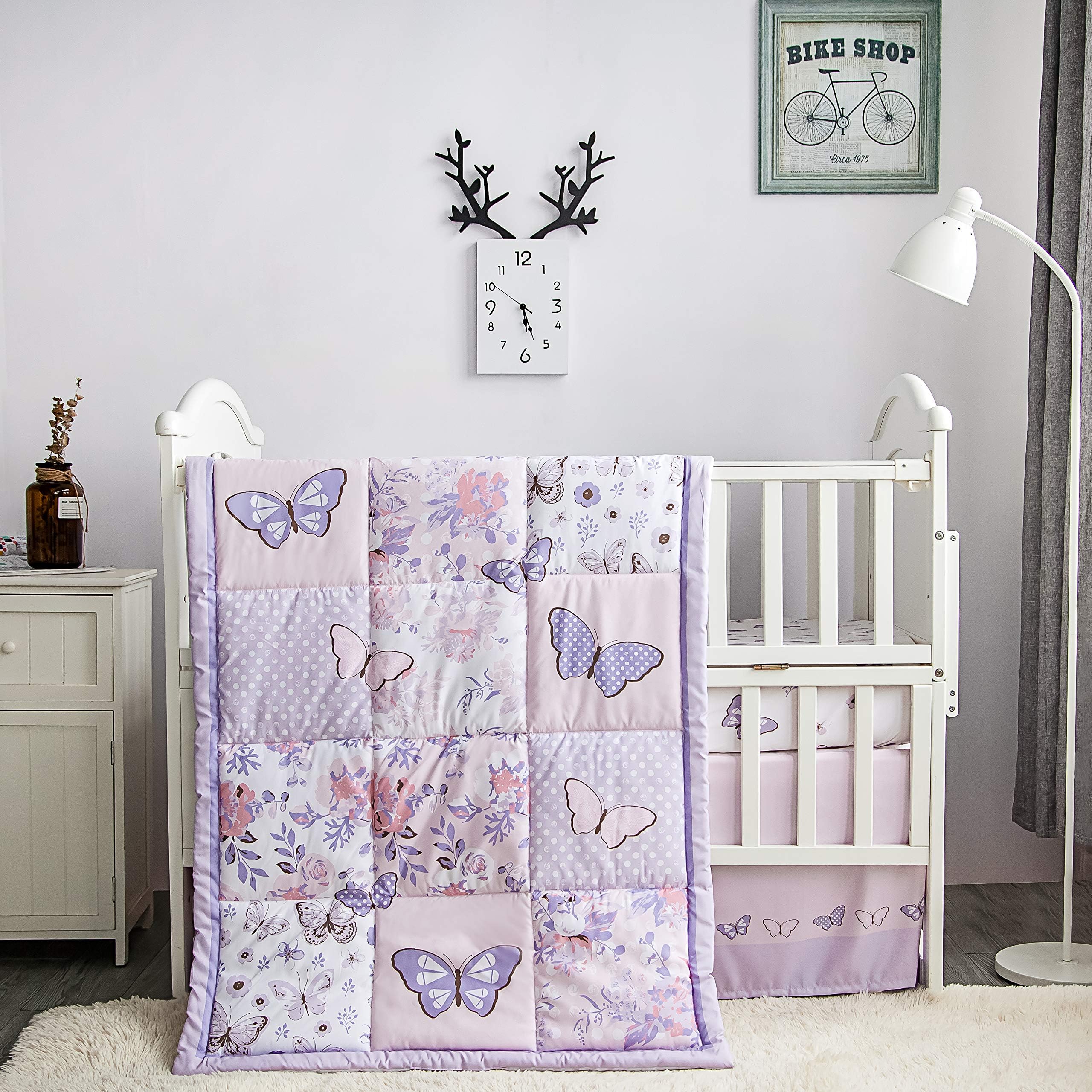 Amazon.com : Sweet Jojo Designs Pink and Purple Shabby Chic Butterfly ...