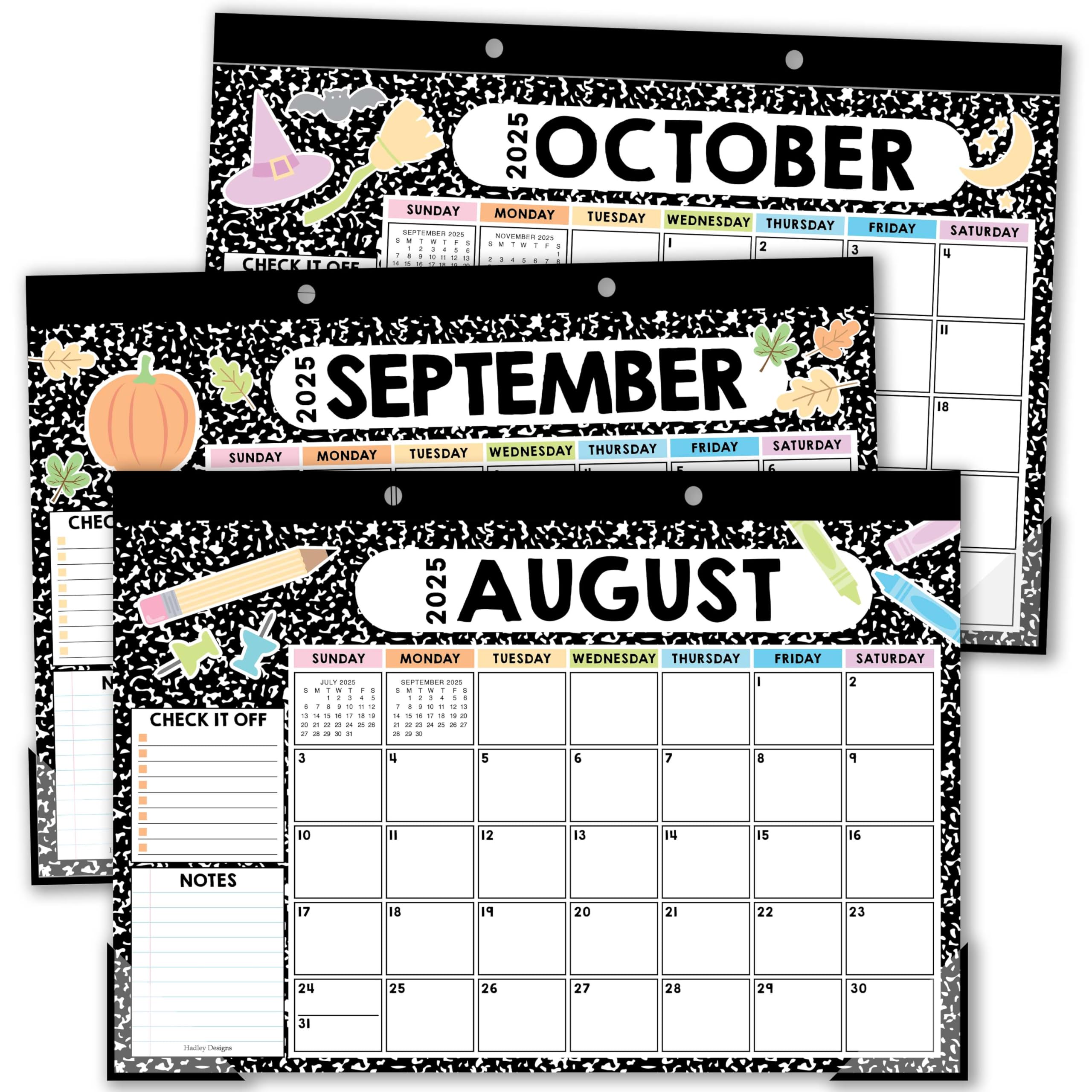 Snapklik.com : Hadley Designs Teacher Desk Calendar 2025-2026 18-Month ...