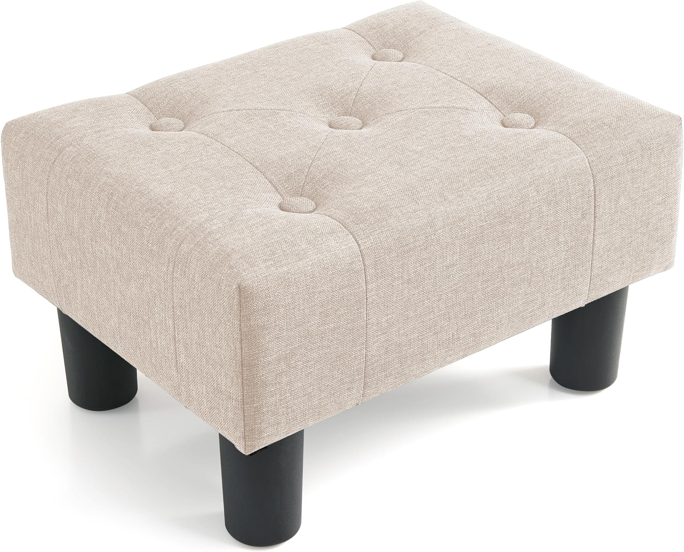 Amazon.com: Poofzy Small Foot Stool Ottoman, Linen Ottoman Foot Rest ...