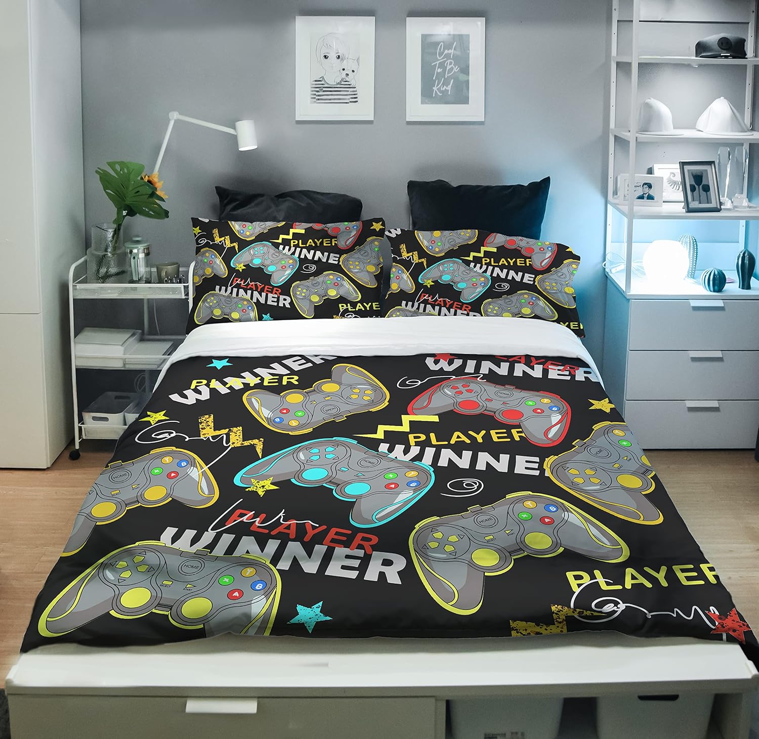 Amazon.com: Heartgown Gamer Duvet Cover Twin Size for Boys Girls Game ...