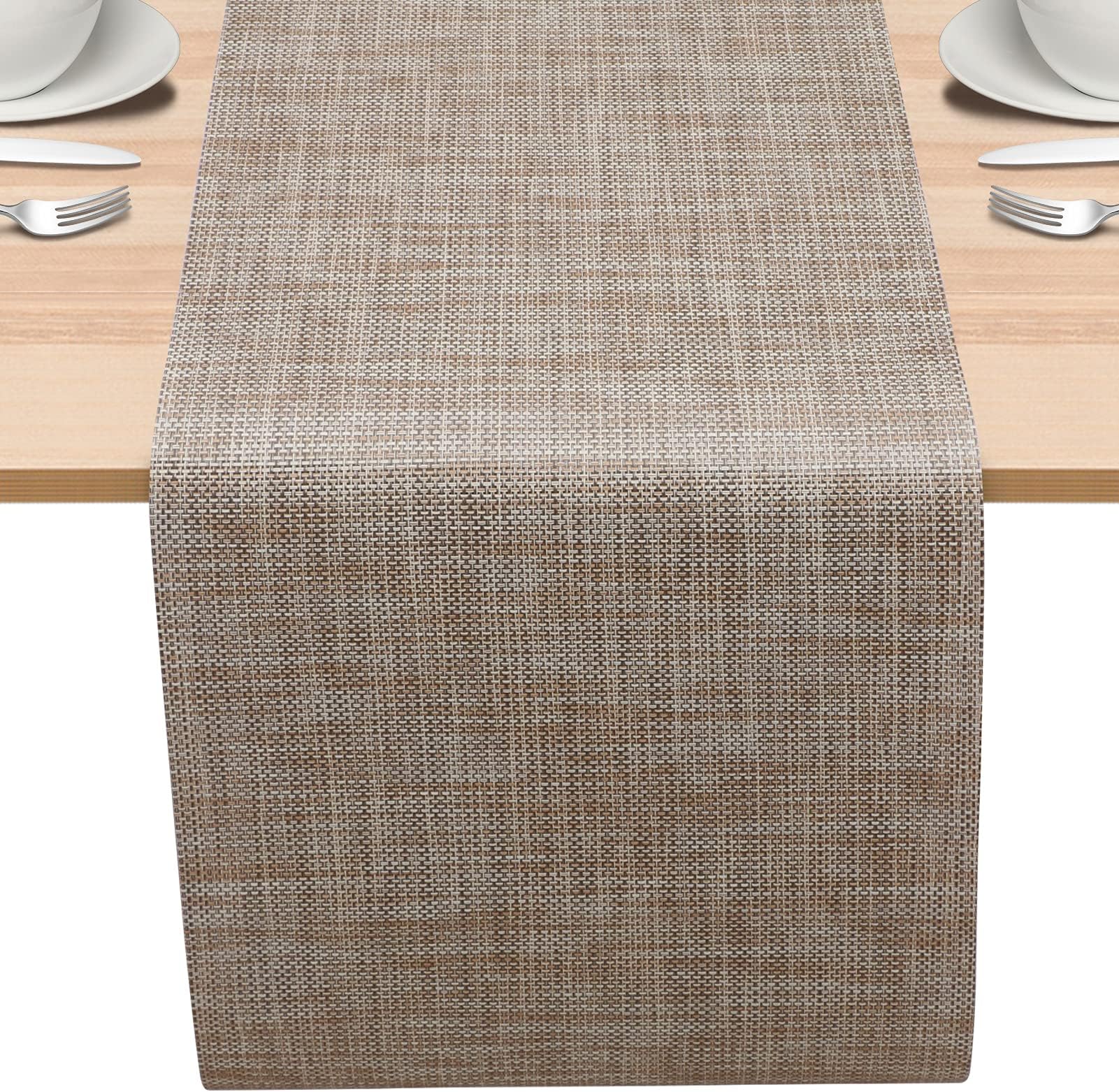 Amazon.com: SHACOS Woven Vinyl Table Runner Indoor Outdoor 12x54 inch ...