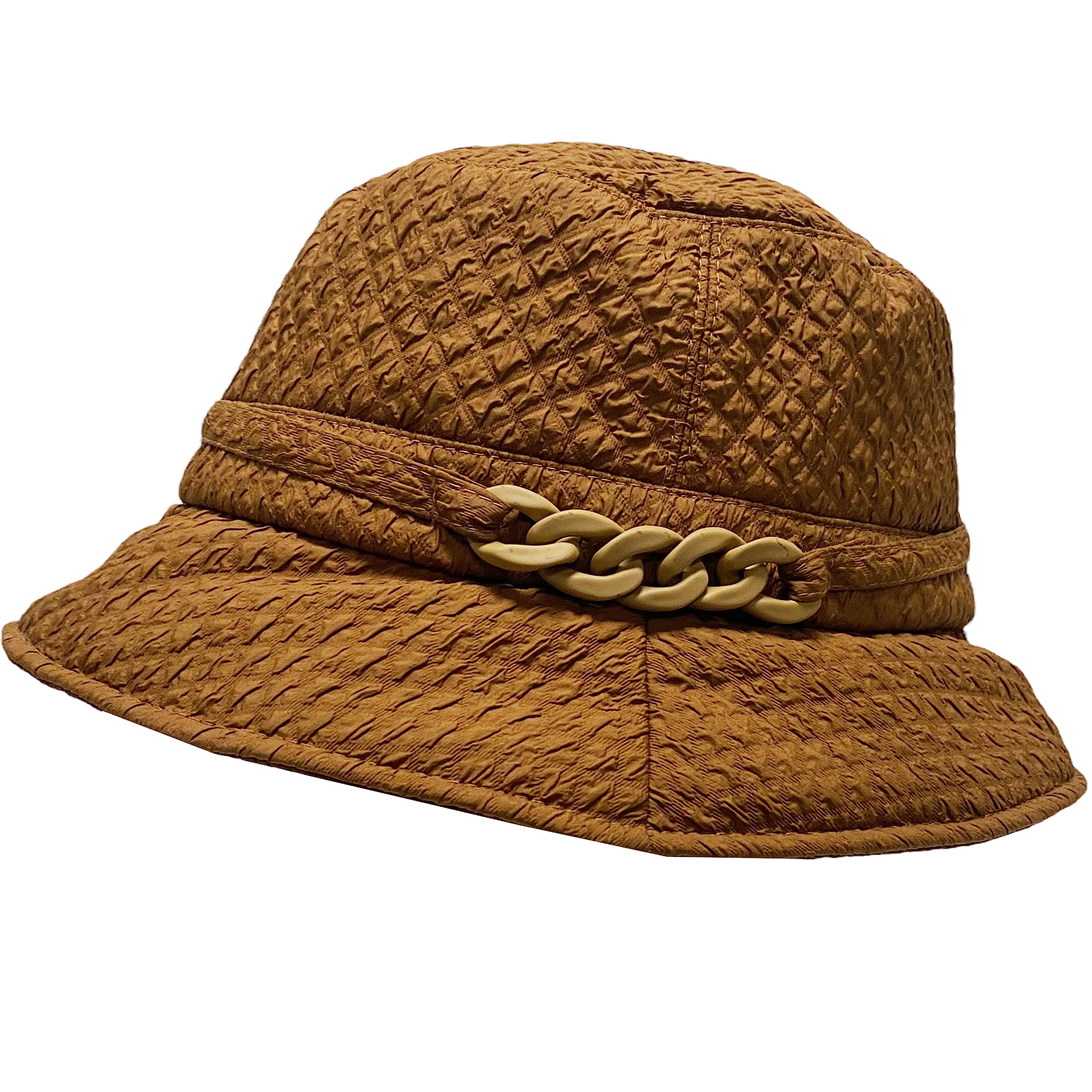 Foldable Water Repellent Quilted Rain Hat w/Adjustable Drawstring ...